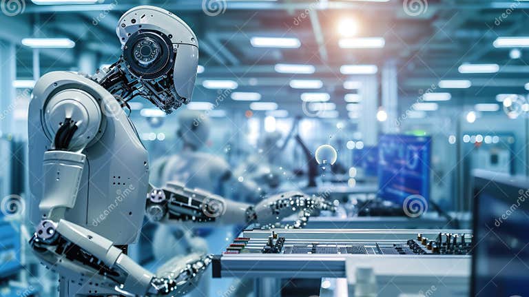 A High-tech Robotics Lab, Engineers Working on Advanced AI Machines ...