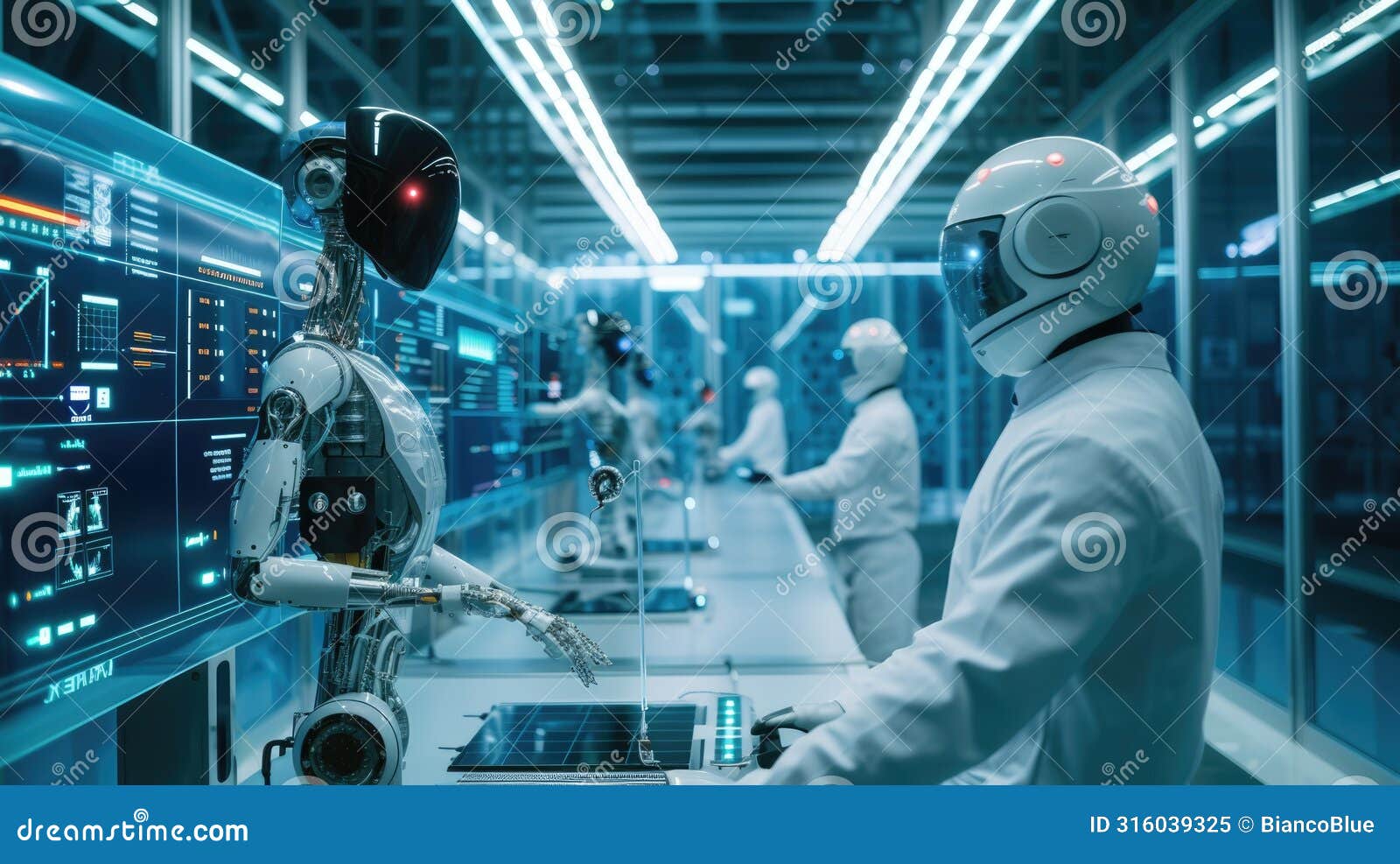 A High-tech Robotics Lab, Engineers Working on Advanced AI Machines ...