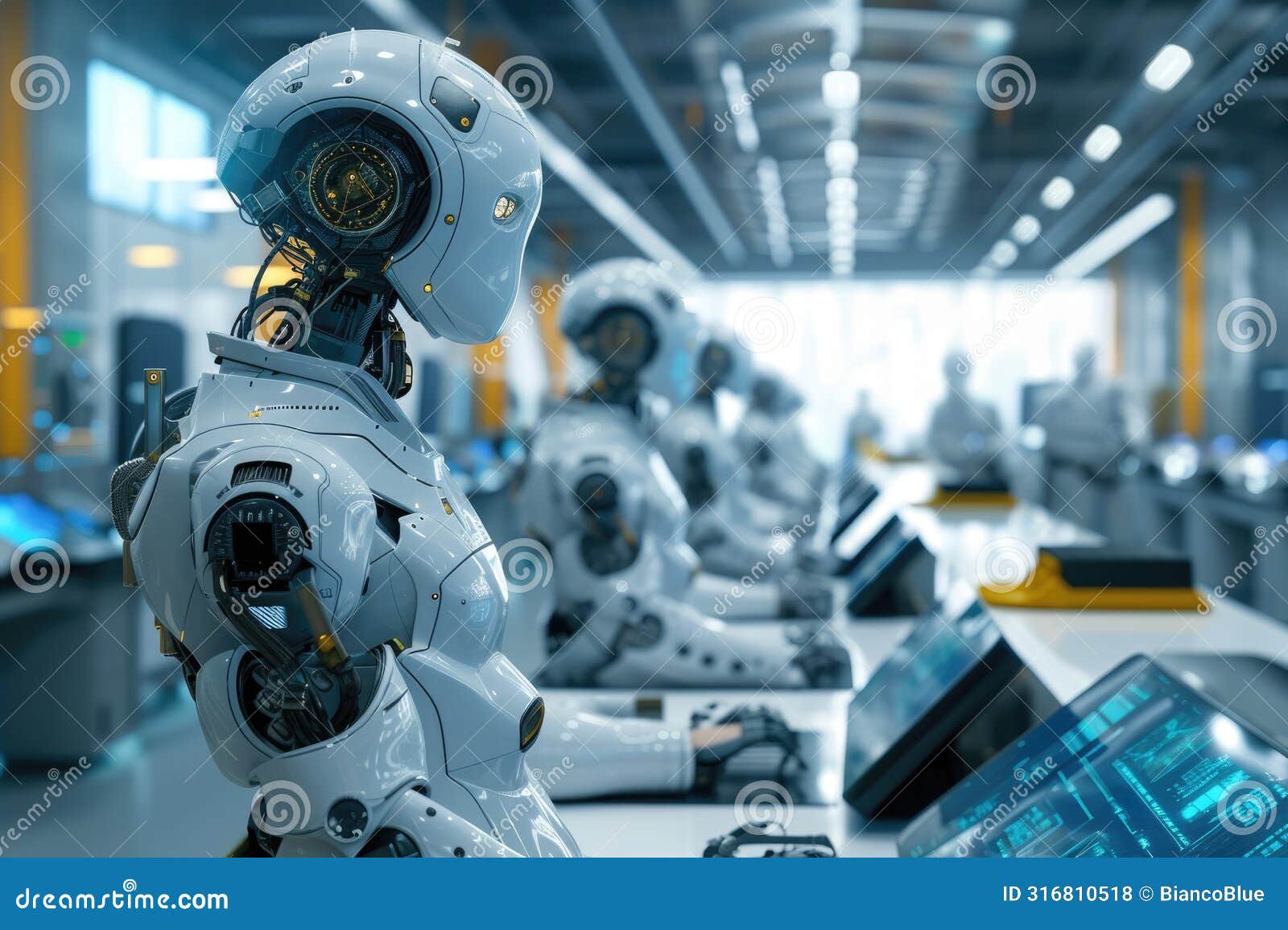 A High-tech Robotics Lab, Engineers Working on Advanced AI Machines ...