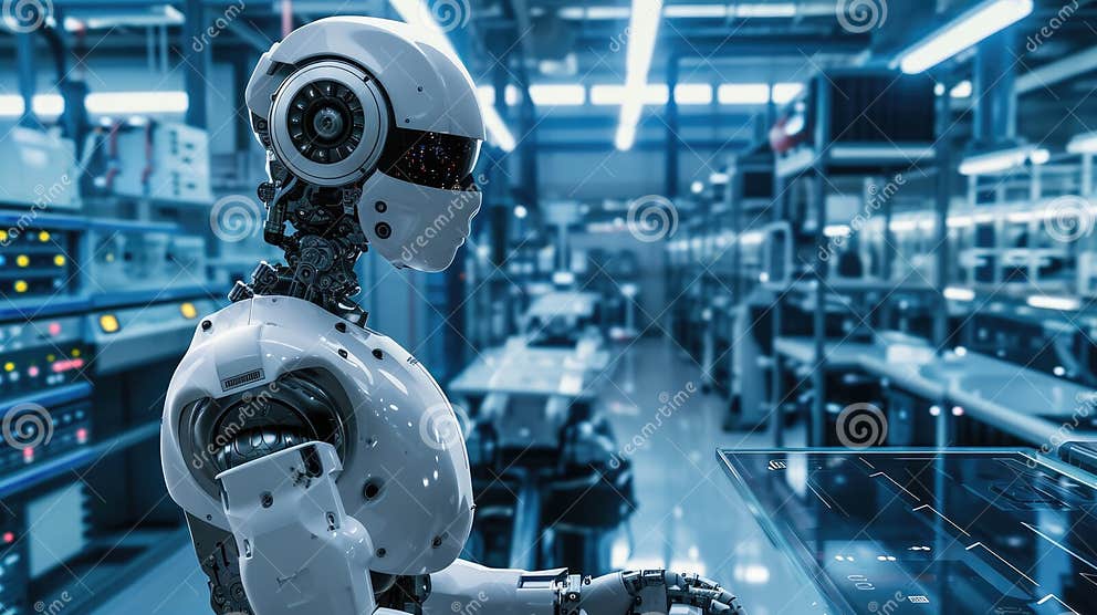 A High-tech Robotics Lab, Engineers Working on Advanced AI Machines. Resplendent. Stock Photo ...