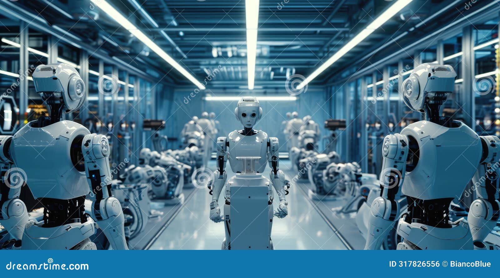 A High-tech Robotics Lab, Engineers Working on Advanced AI Machines ...