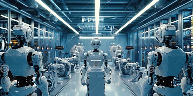 A High-tech Robotics Lab, Engineers Working on Advanced AI Machines ...