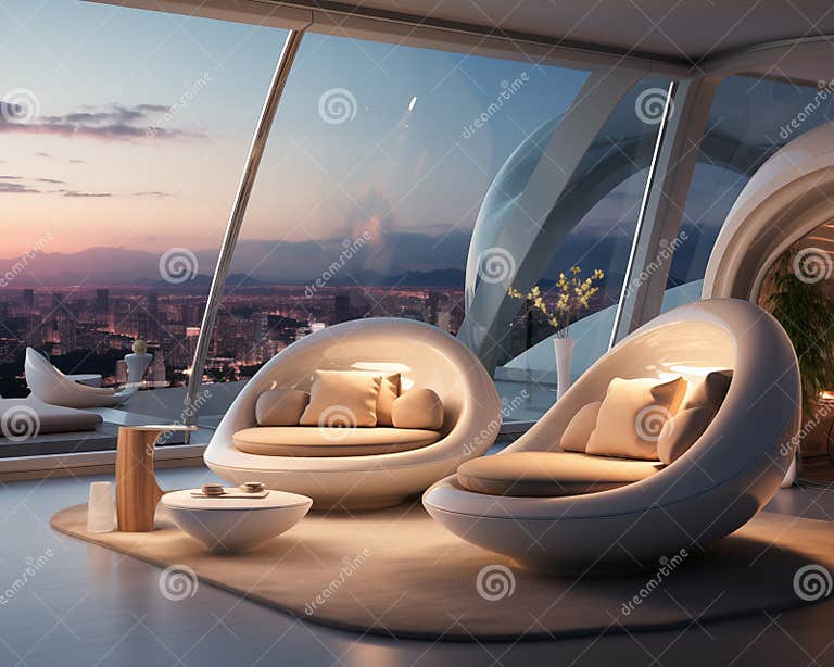 A High-tech Room of the Future World. Stock Illustration - Illustration ...