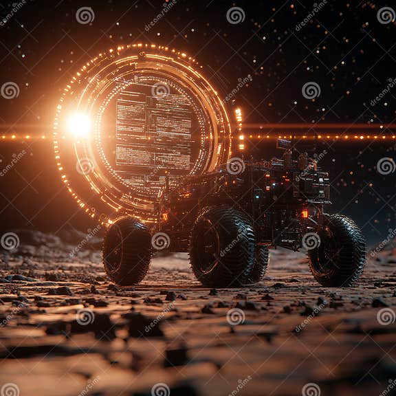 A High-tech Rover Explores an Alien Landscape Under a Starry Sky ...