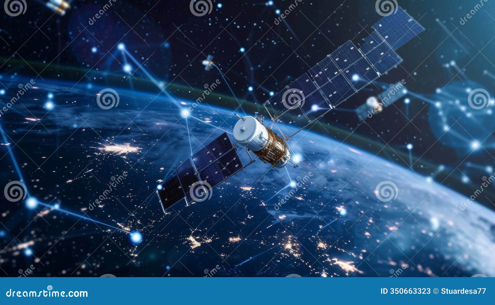 High-tech Satellite Orbiting Earth for Global Communication Stock Image ...