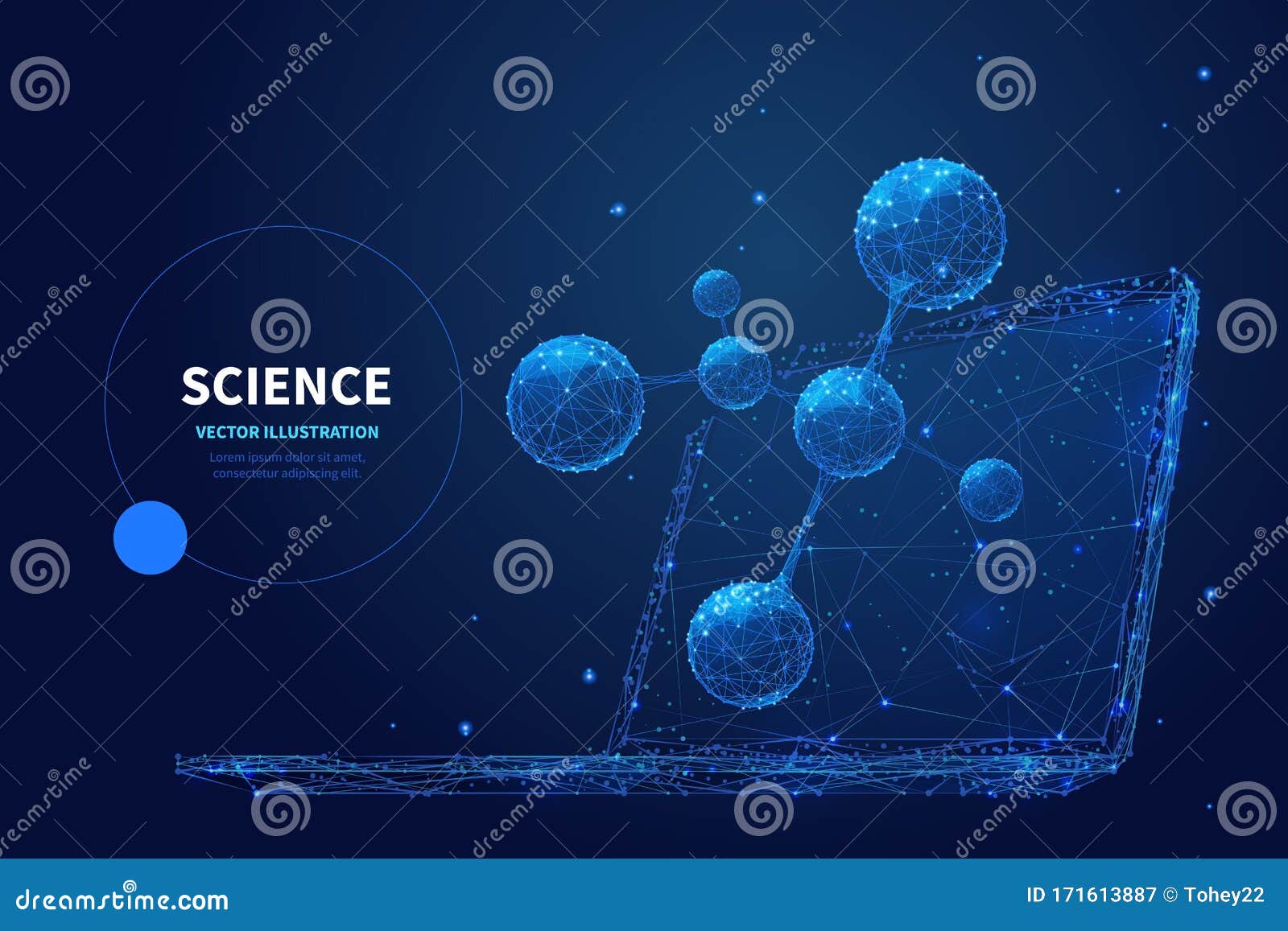 High Tech Science Low Poly Wireframe Banner Vector Template Stock ...
