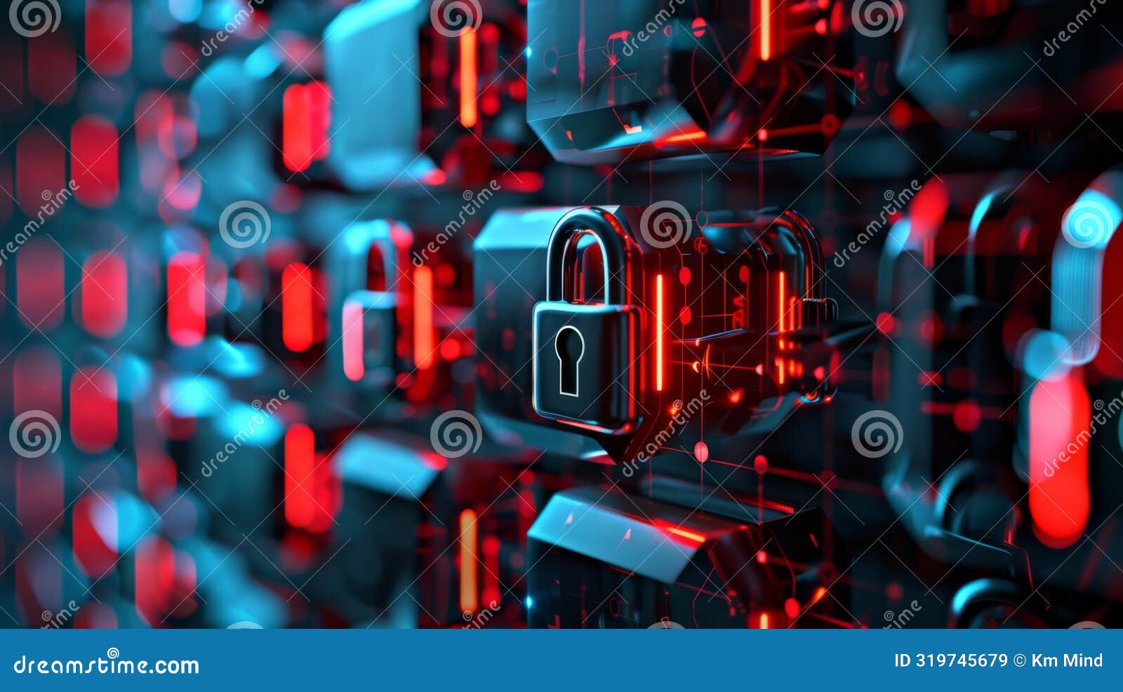 High-Tech Security Network with Digital Locks Stock Illustration ...