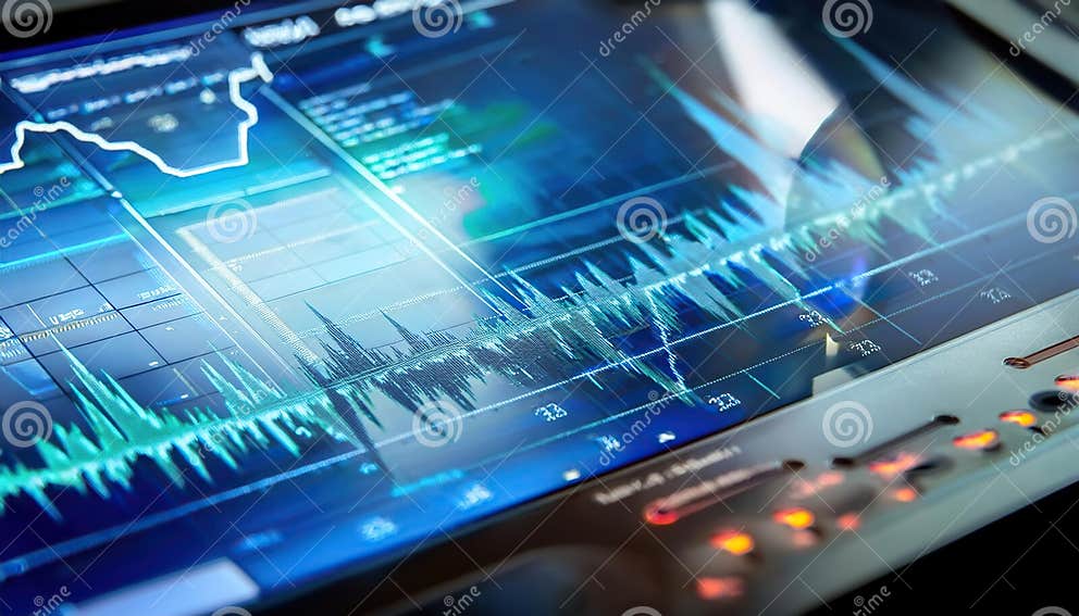 High-tech Seismograph Displaying Detailed Earthquake Data Visualization ...