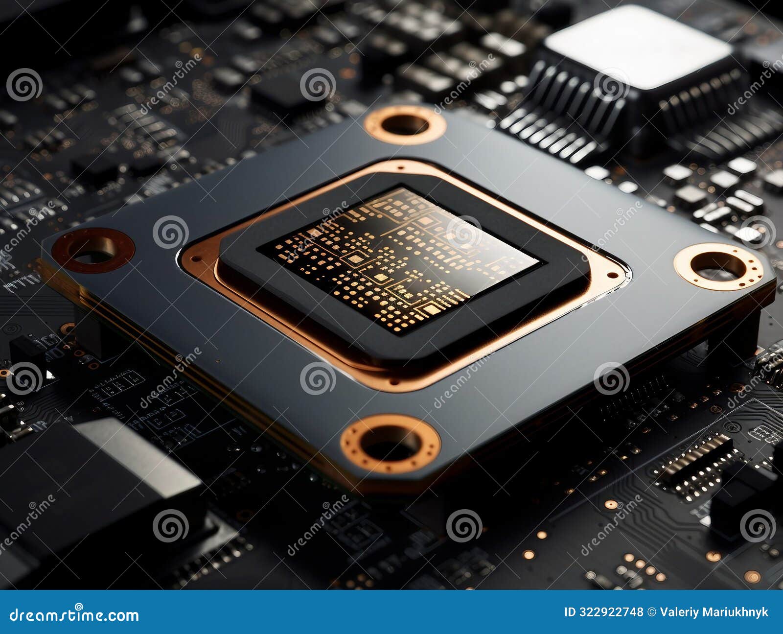 High-Tech Semiconductor Component on Motherboard. Generative AI Stock ...