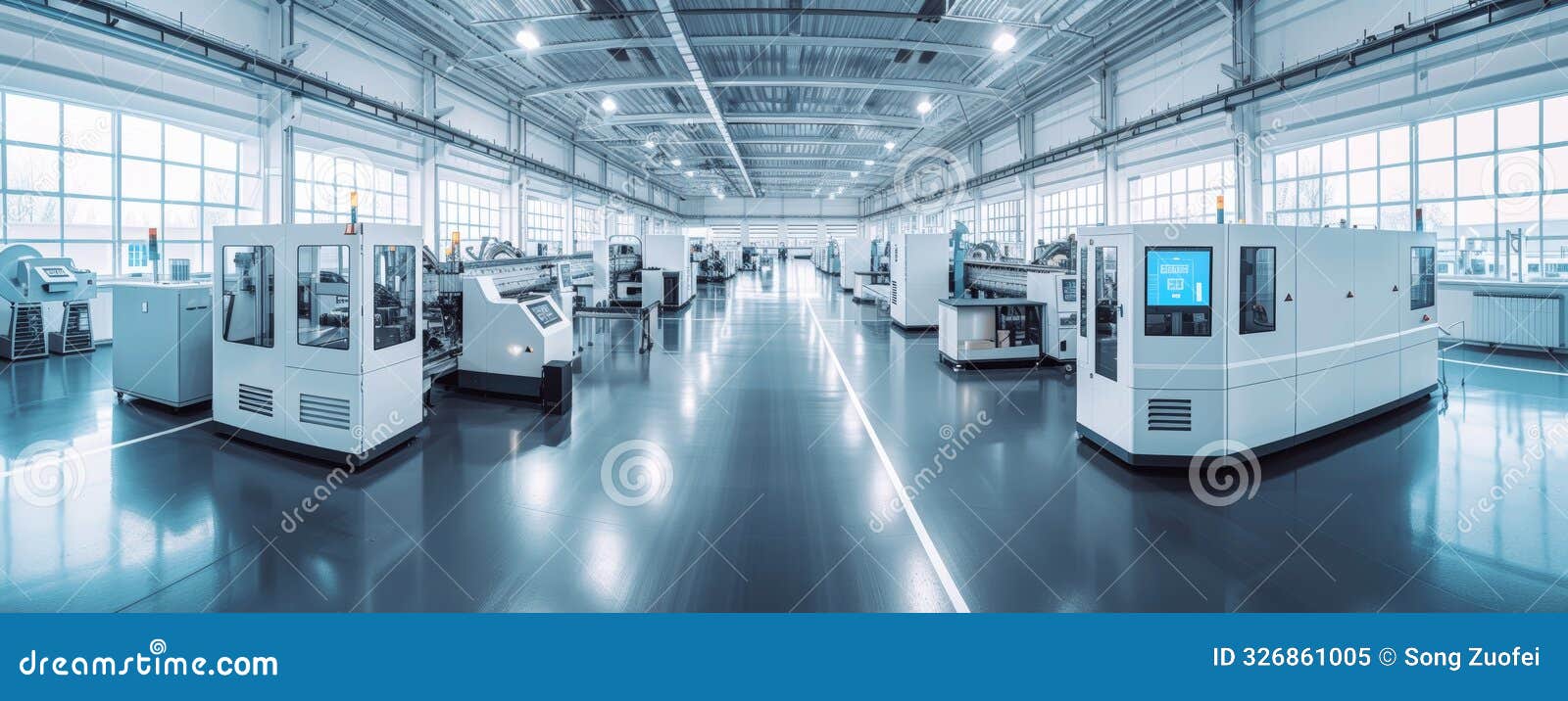 High-Tech Semiconductor Manufacturing Facility with CNC Machines and ...