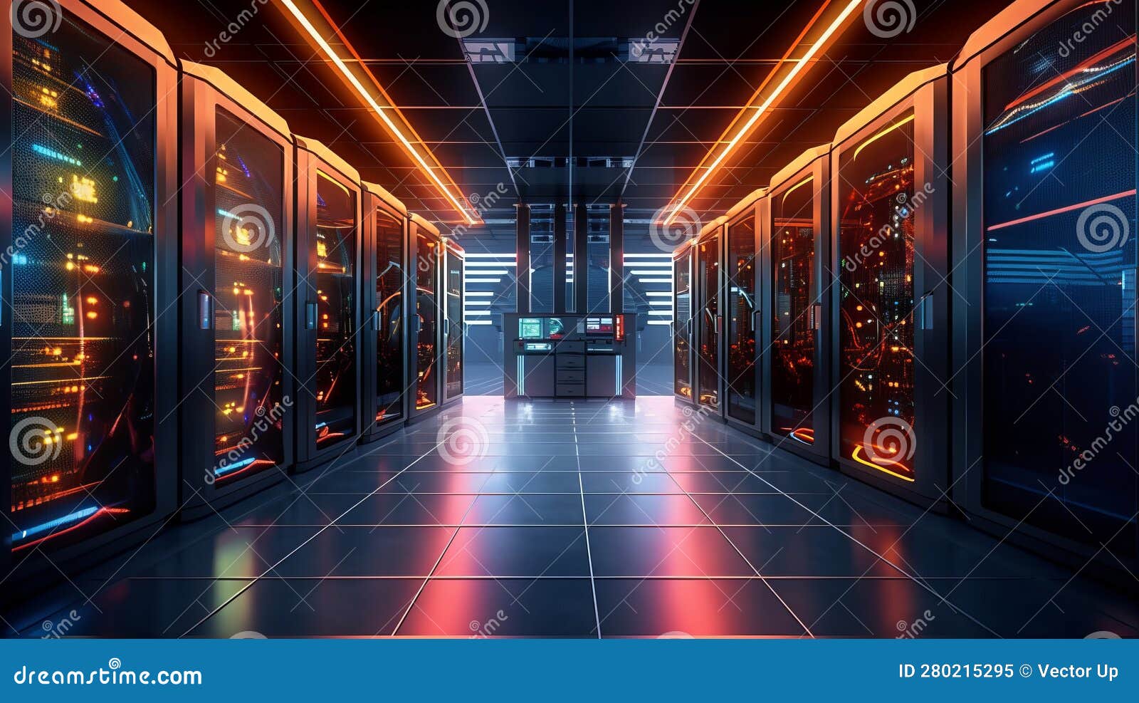 A High-tech Server Data Center Room. Generative AI Stock Illustration ...