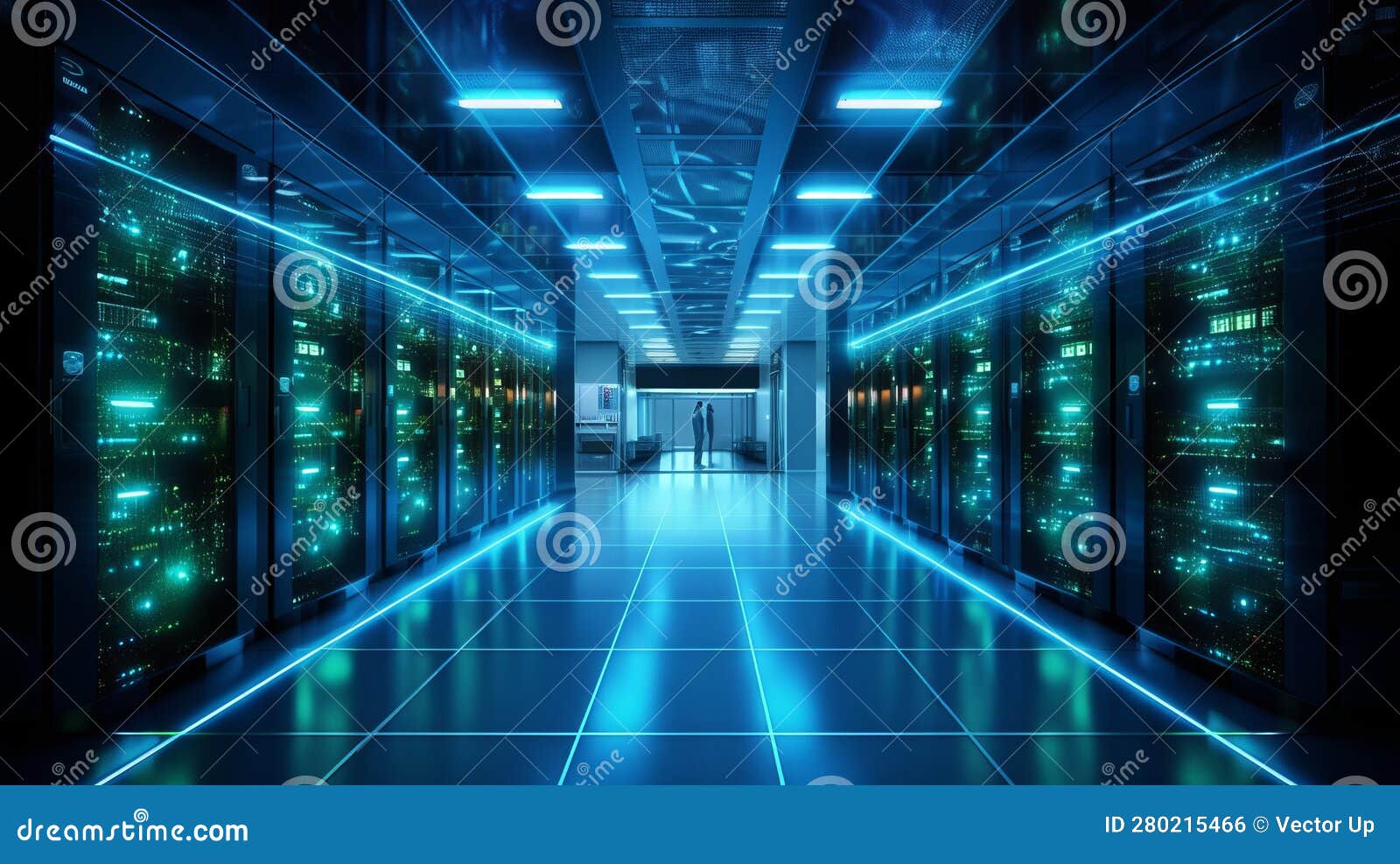 A High-tech Server Data Center Room. Generative AI Stock Illustration ...