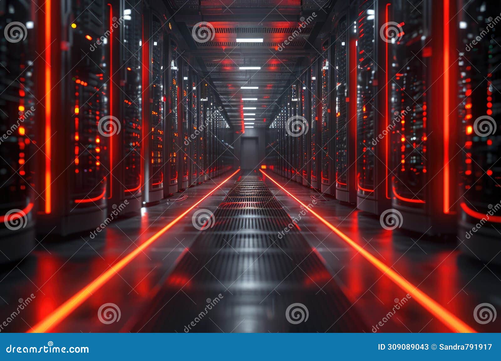 High-Tech Server Hallway stock image. Image of company - 309089043