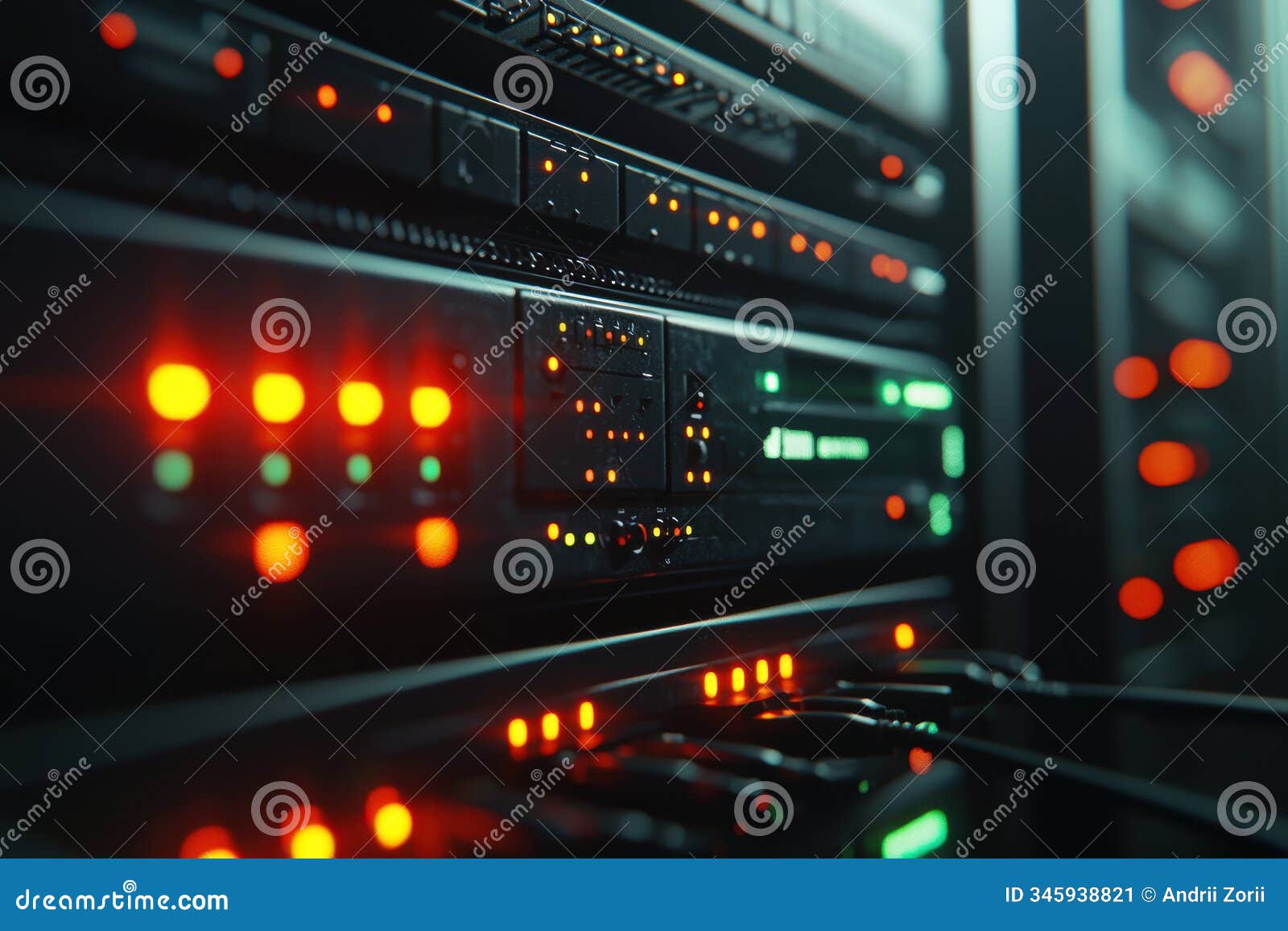 High-Tech Server Panel with Flashing LED Indicators in Modern Data ...