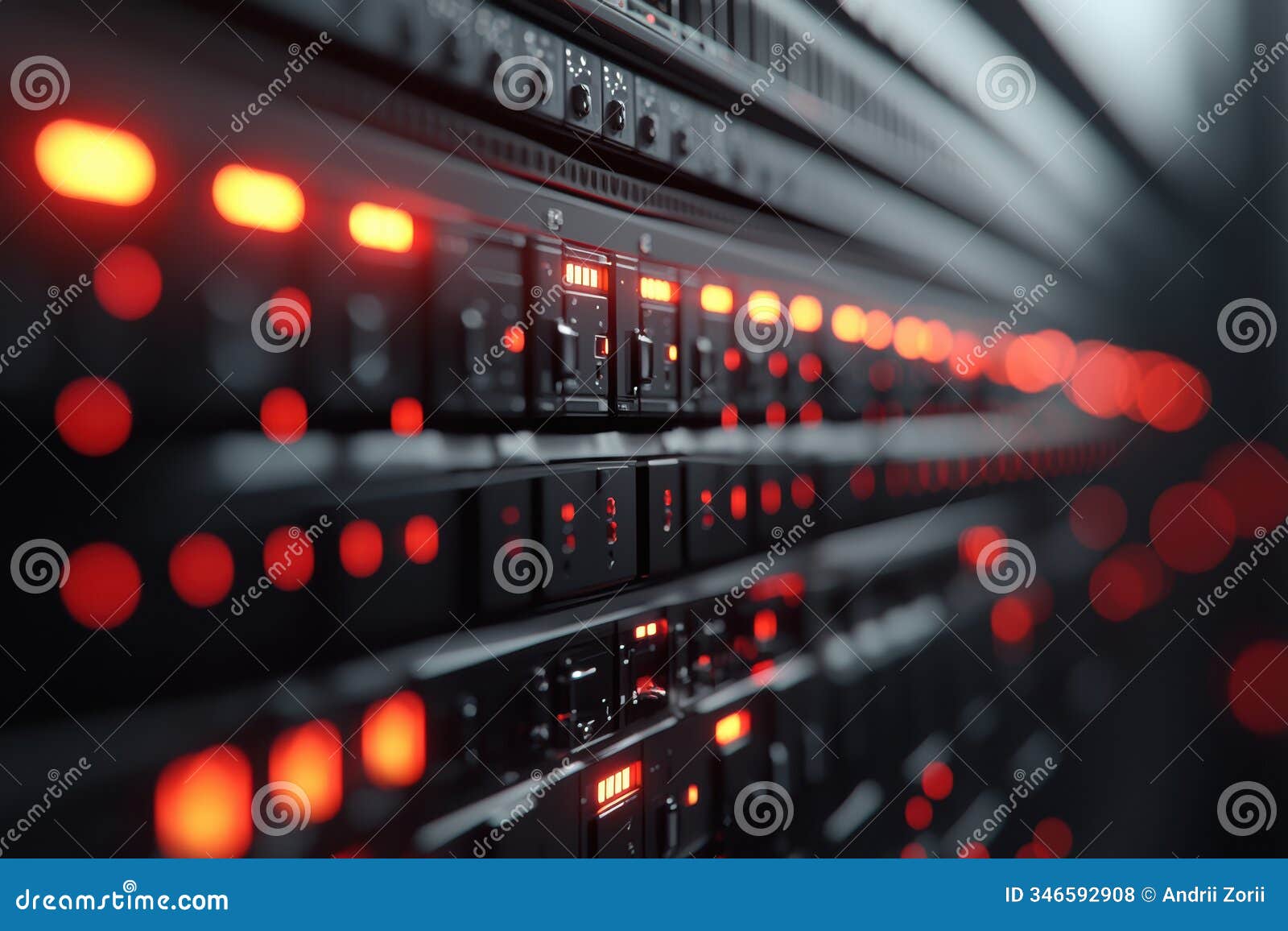 High-Tech Server Panel with Flashing LED Indicators in Modern Data ...