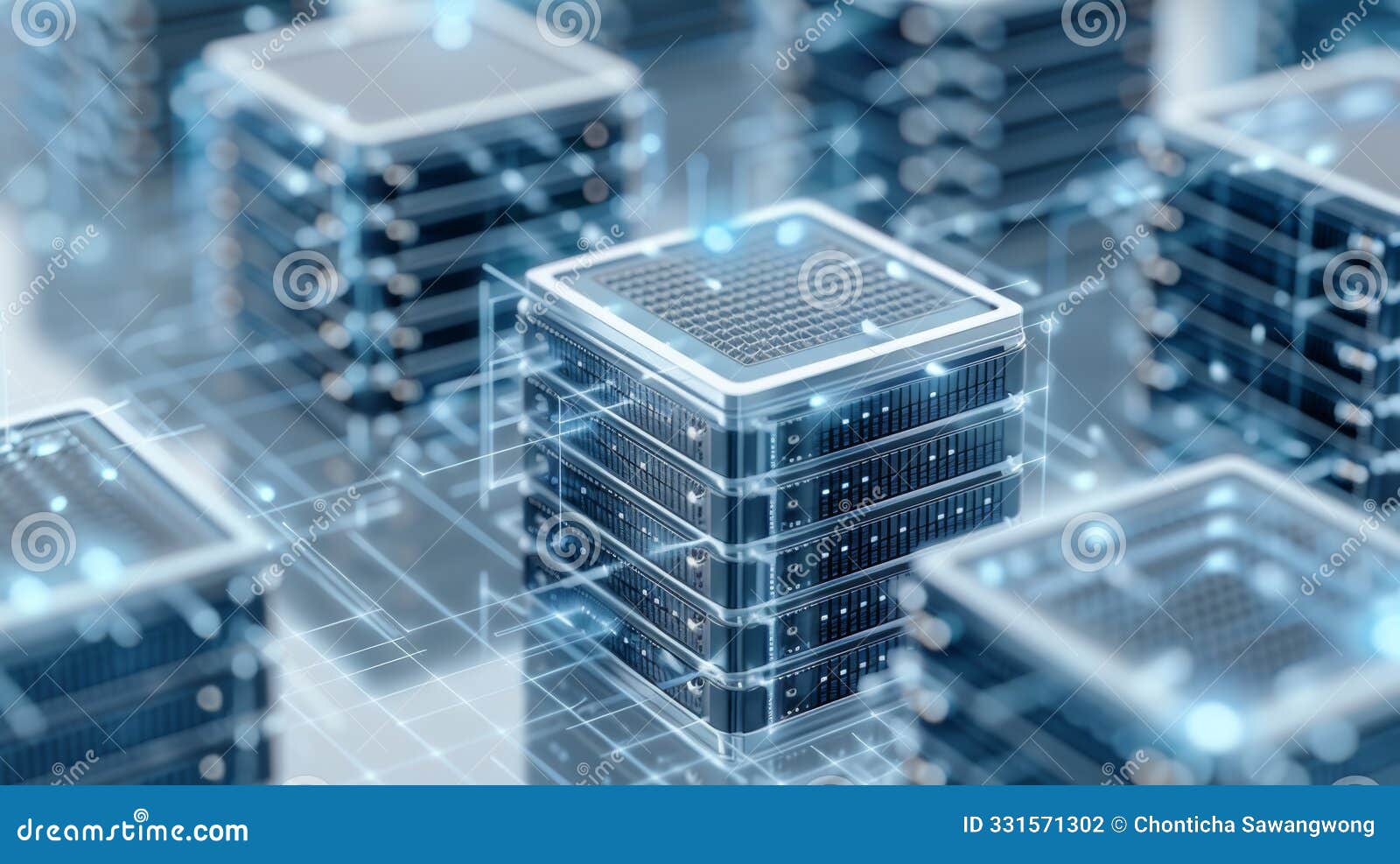 High-tech Server Racks Glowing in a Futuristic Data Center ...