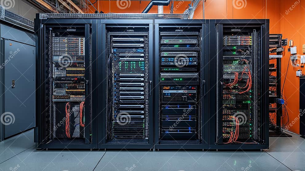 High-tech Server Racks in a Modern Data Center with Organized ...