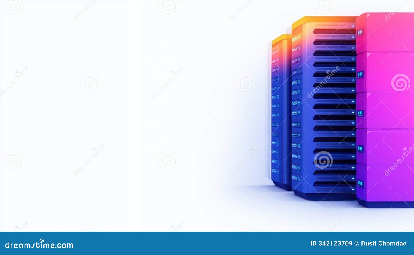 High Tech Server Setup with Colorful Design on White Background ...