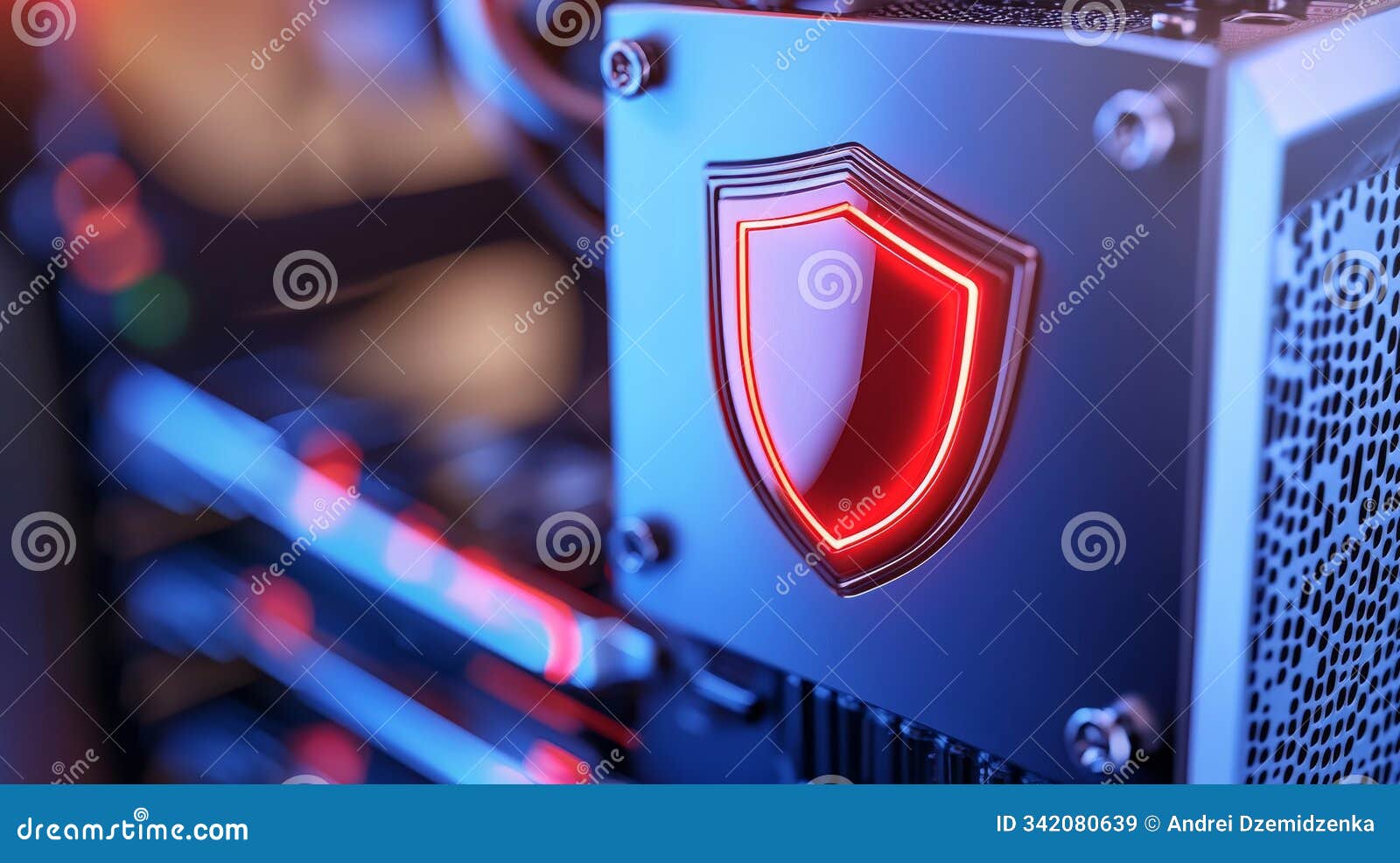 High-tech Server with Shield Icon, Representing Data Security and ...