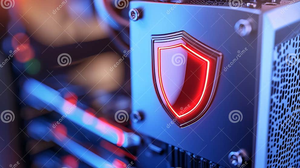 High-tech Server with Shield Icon, Representing Data Security and ...
