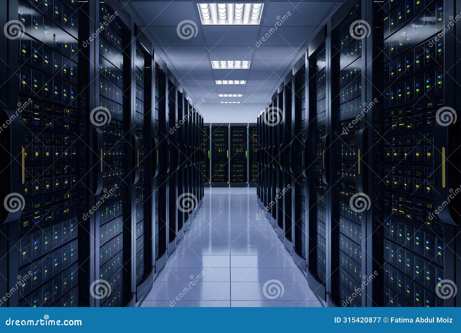 High Tech Servers in Rows Illustrate Modern Data Center Infrastructure ...