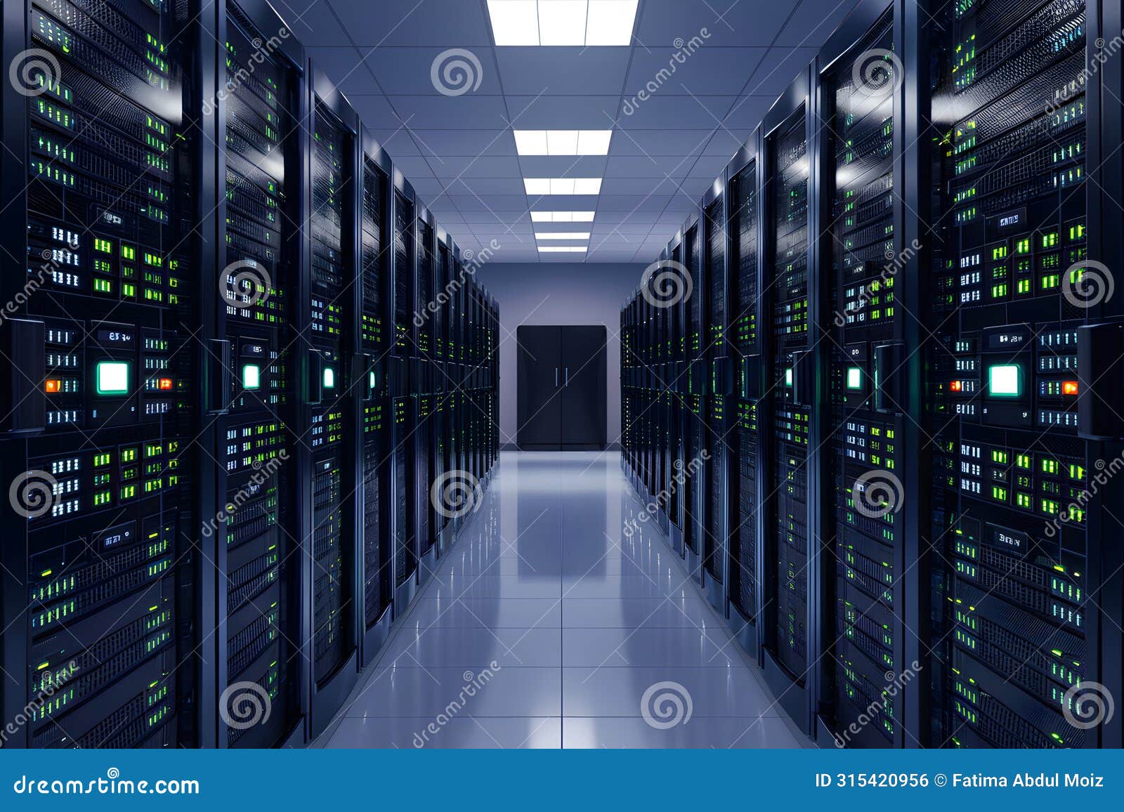 High Tech Servers in Rows Illustrate Modern Data Center Infrastructure ...