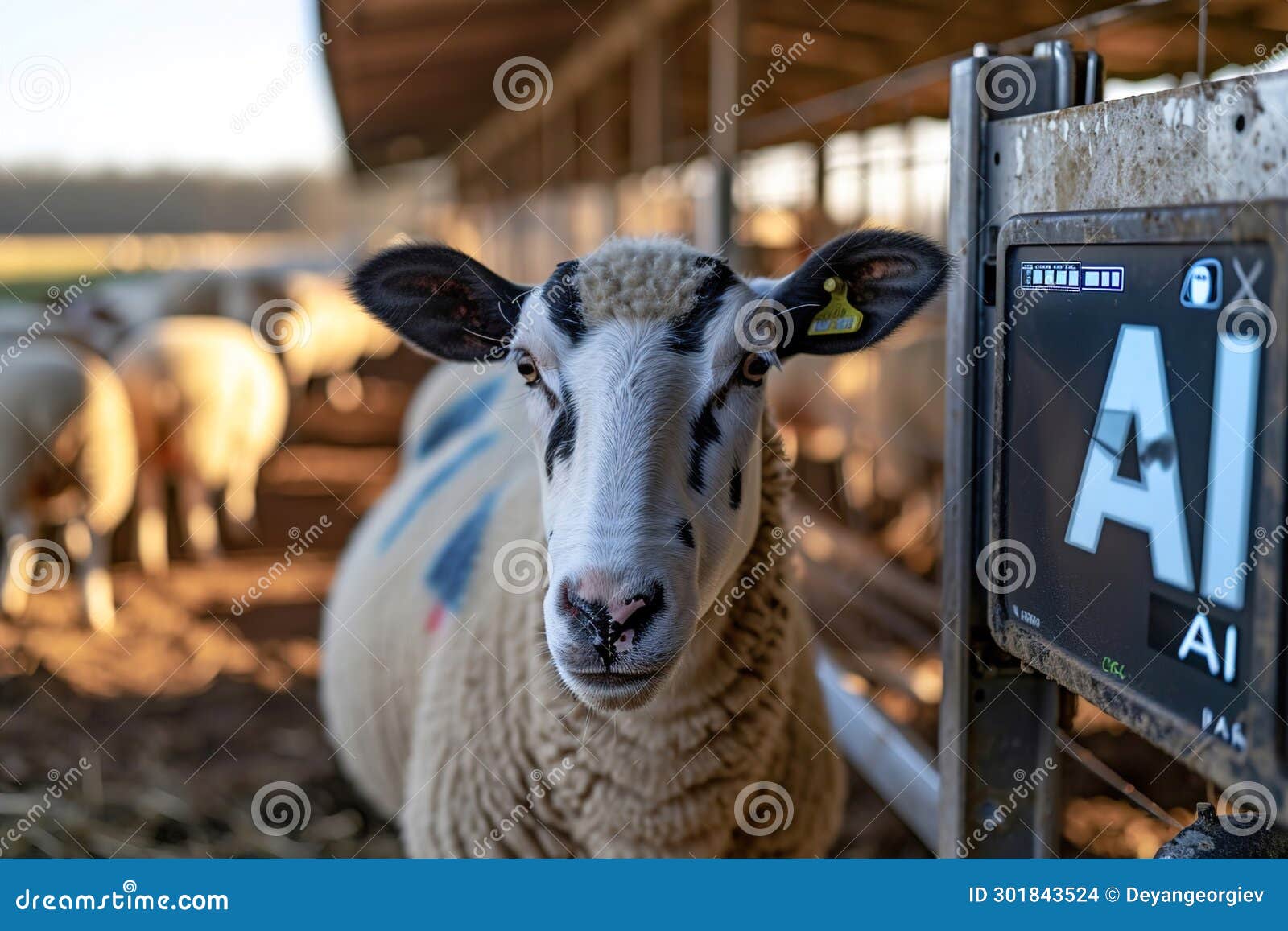 A High-tech Sheep Farm Managed By Artificial Intelligence. Control Dashboard With Phrase AI And ...
