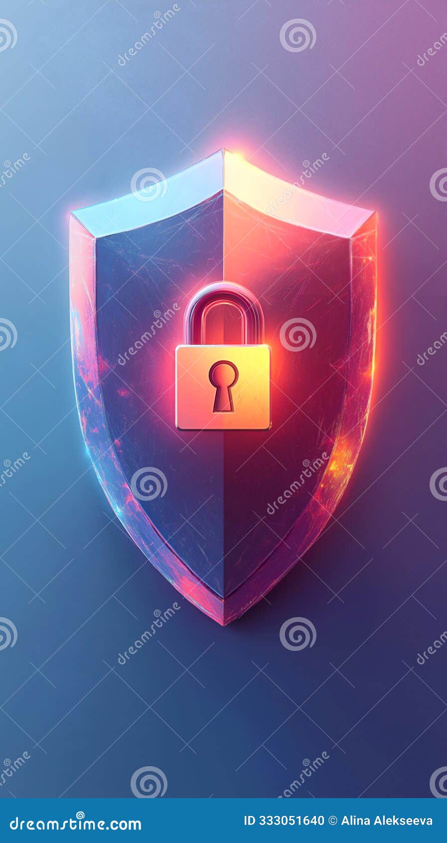High Tech Shield with Neon Highlights and a Lock Icon Representing ...