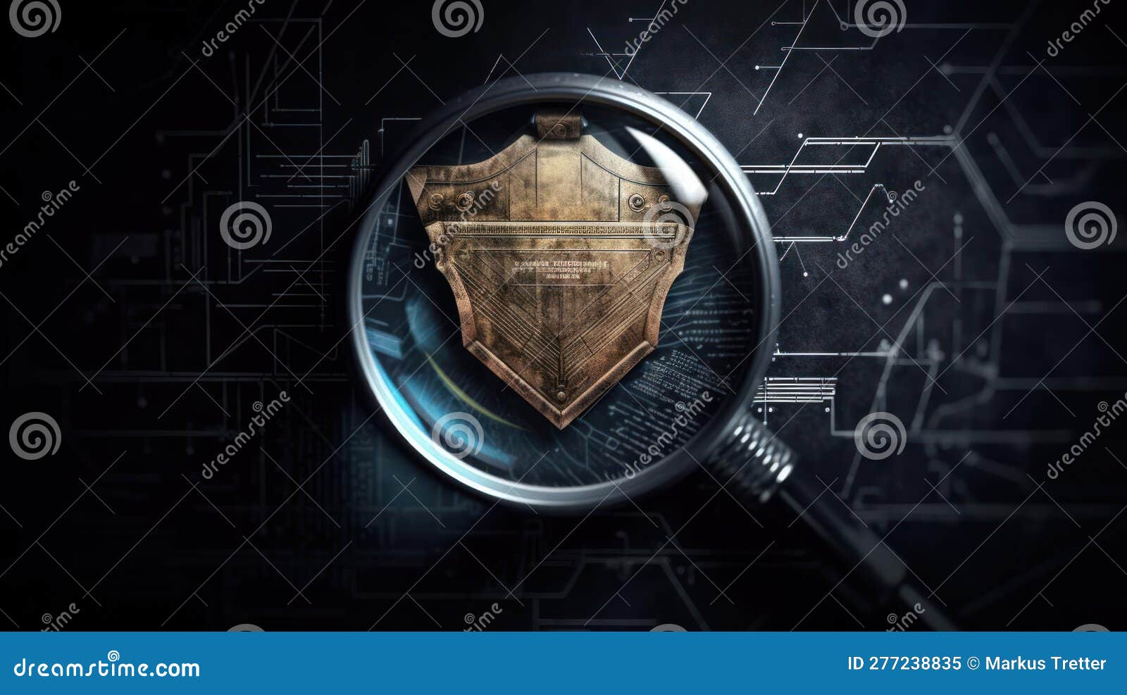 A Shield with a Magnifying Glass Representing the Thorough Inspection ...