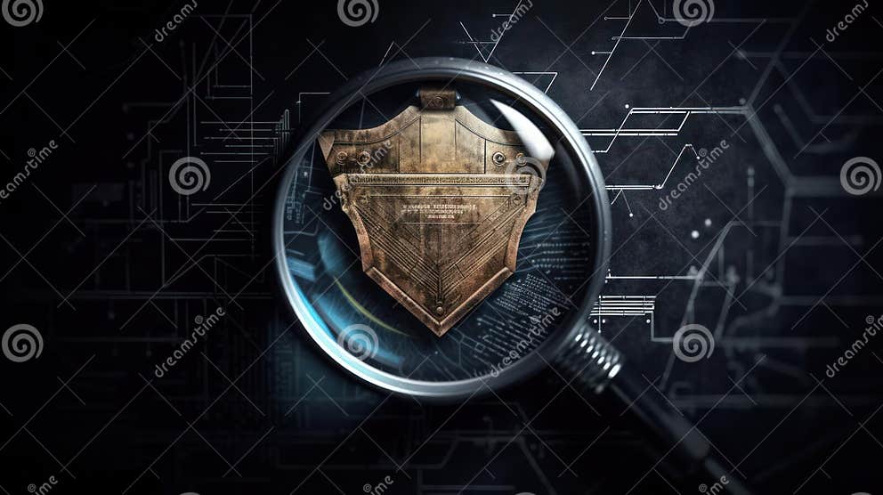 A Shield with a Magnifying Glass Representing the Thorough Inspection ...