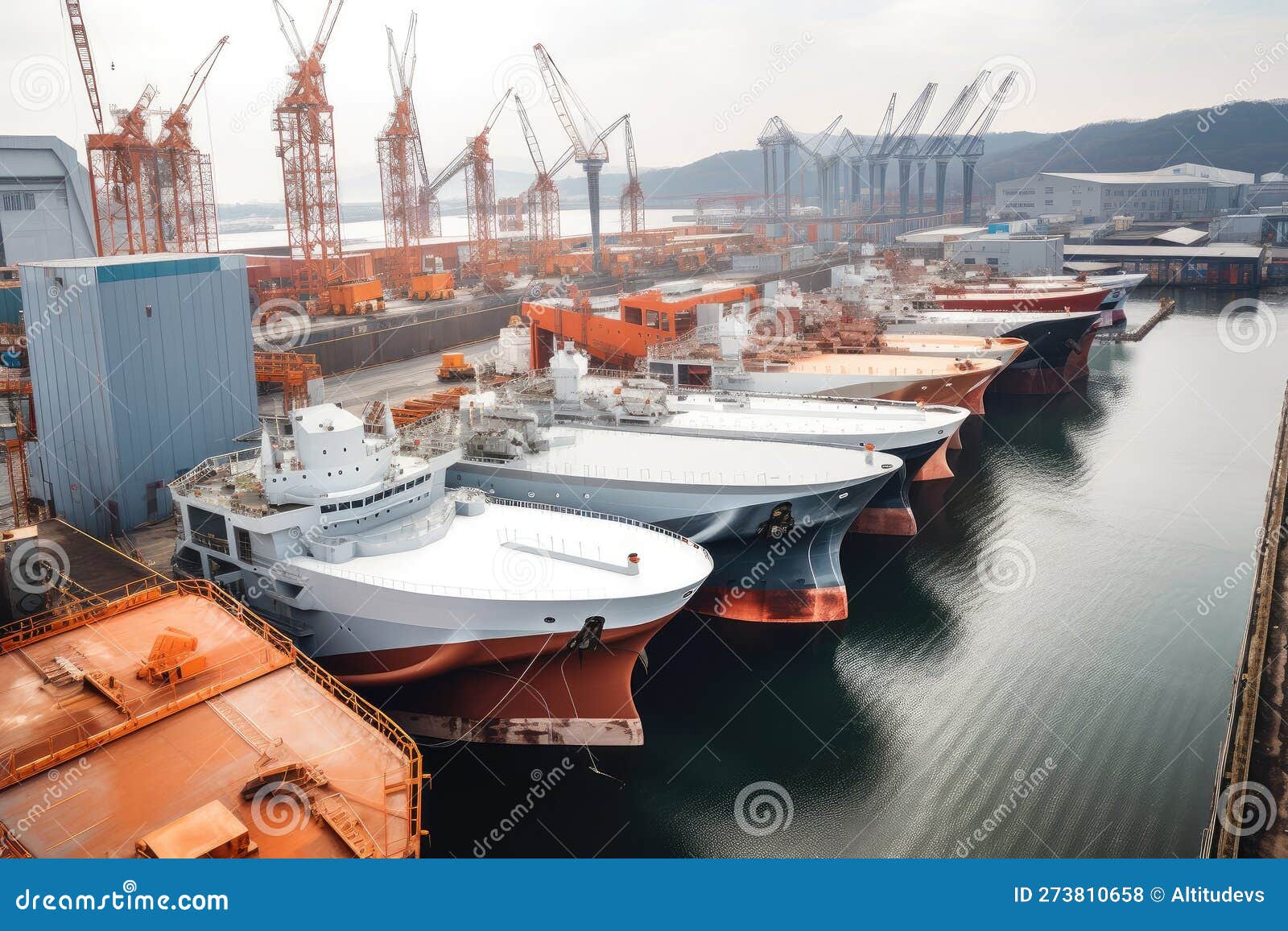 High-tech Shipyard, with Robots and Advanced Machinery Used for ...