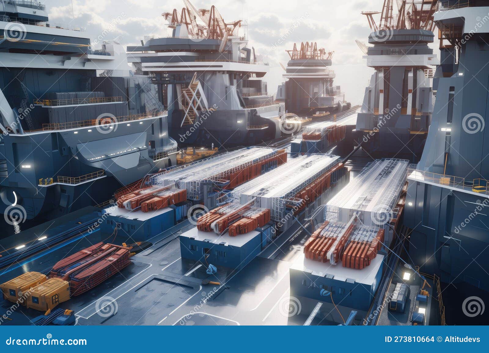 High-tech Shipyard, with Robots and Advanced Machinery Used for ...