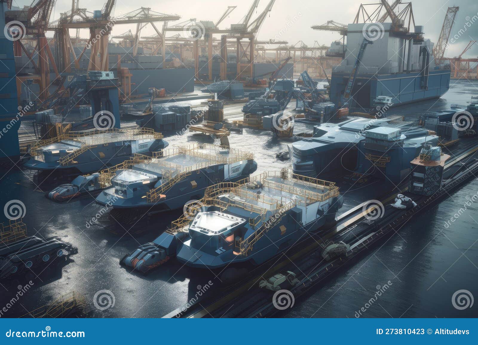 High-tech Shipyard, with Robots and Advanced Technology Used for ...