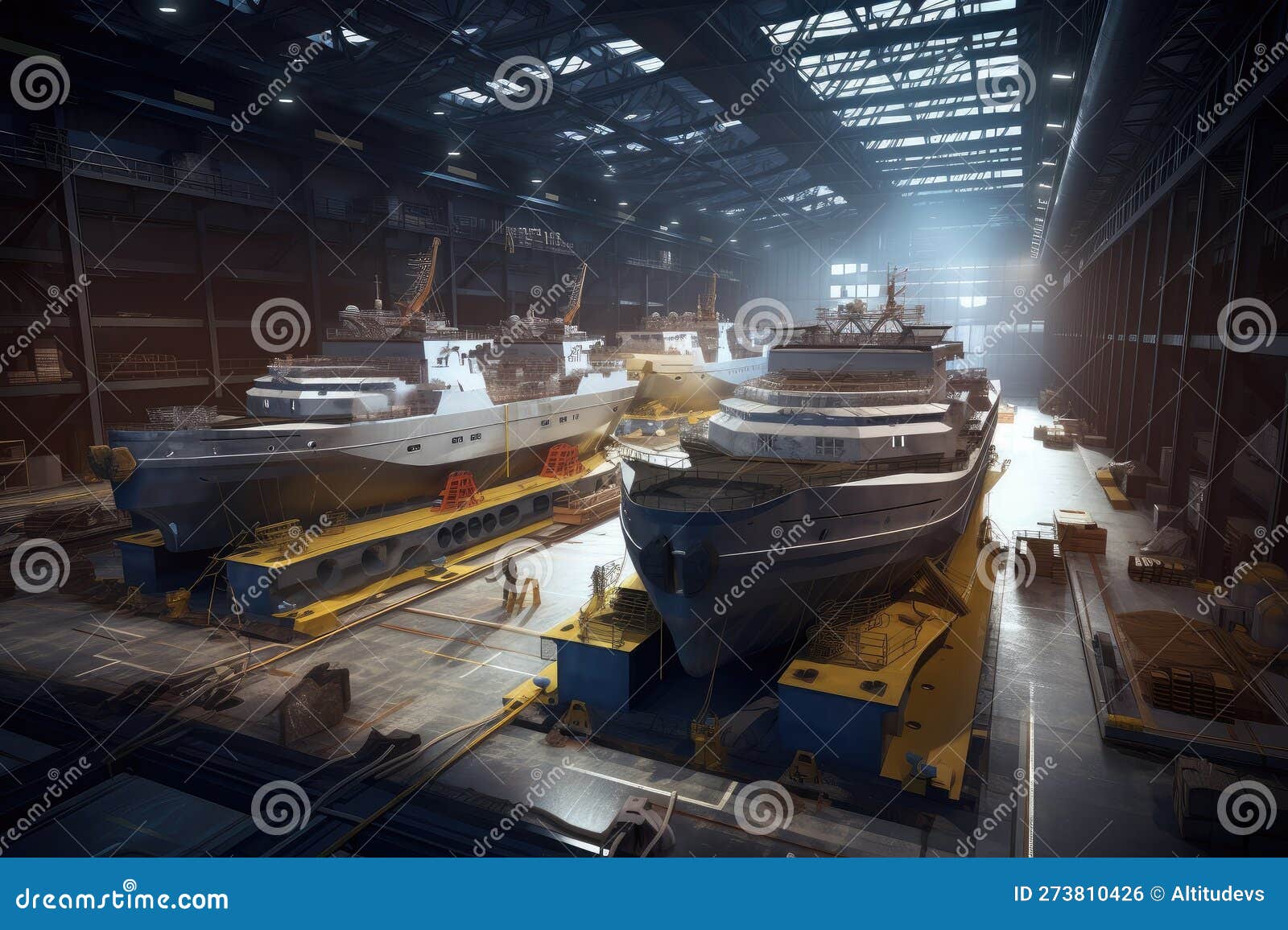 High-tech Shipyard, with Robots and Advanced Technology Used for ...