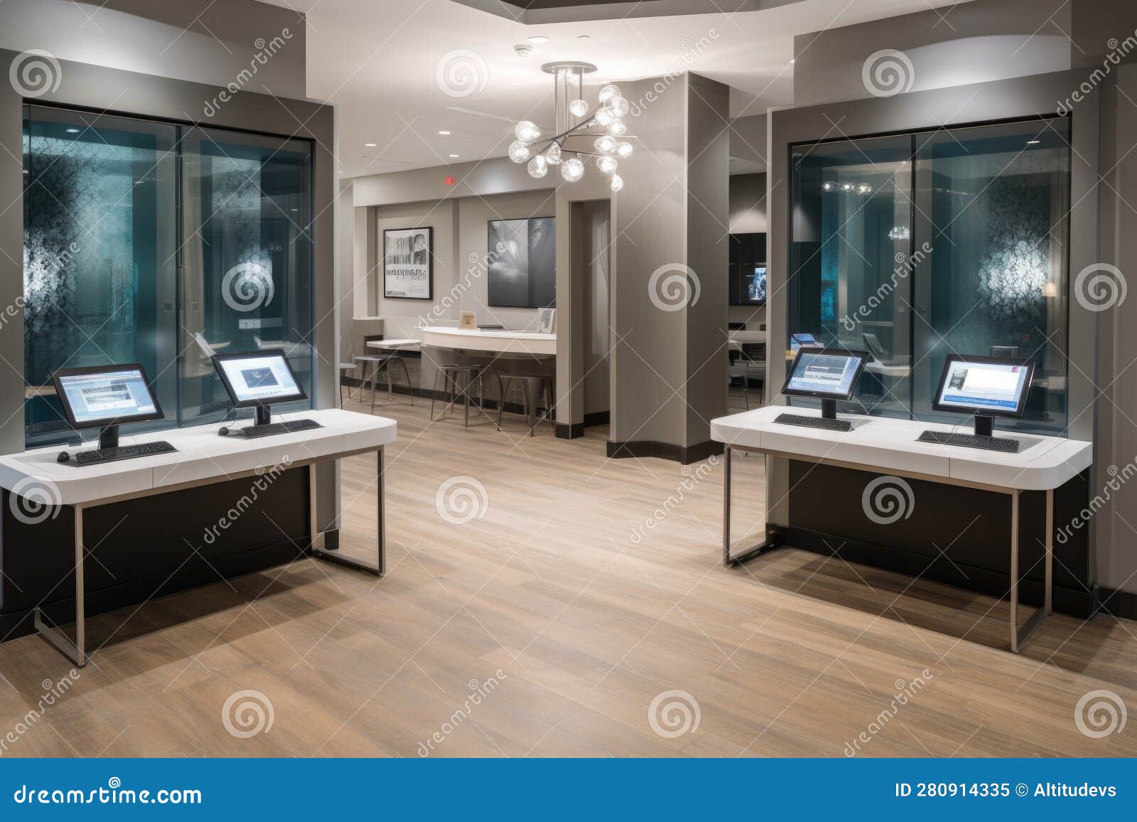 High-tech and Sleek Guest Check-in Desk with Tablets and Touchscreen ...
