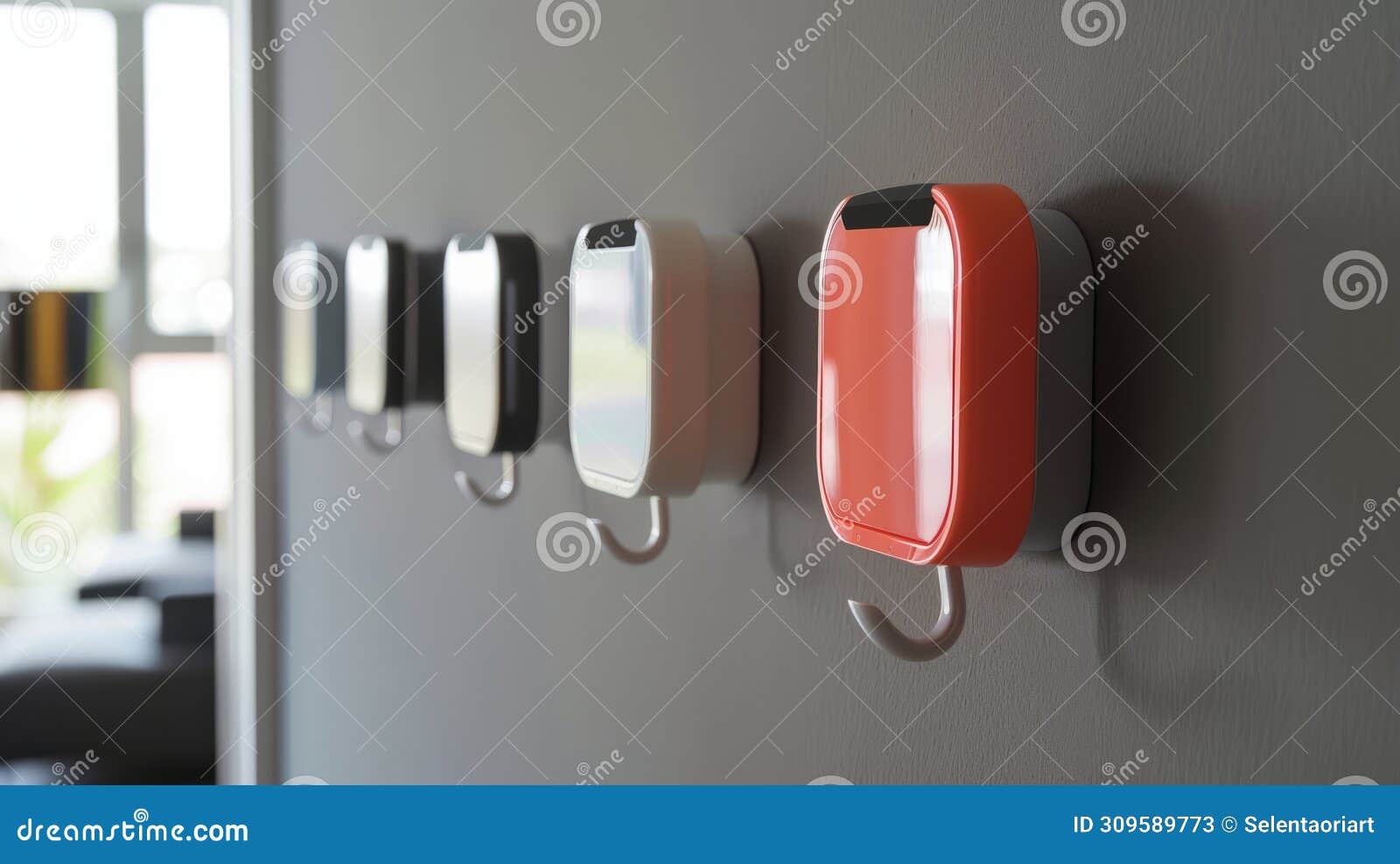 High-Tech Smart Wall Hooks for Modern Living Spaces Stock Illustration - Illustration of ...