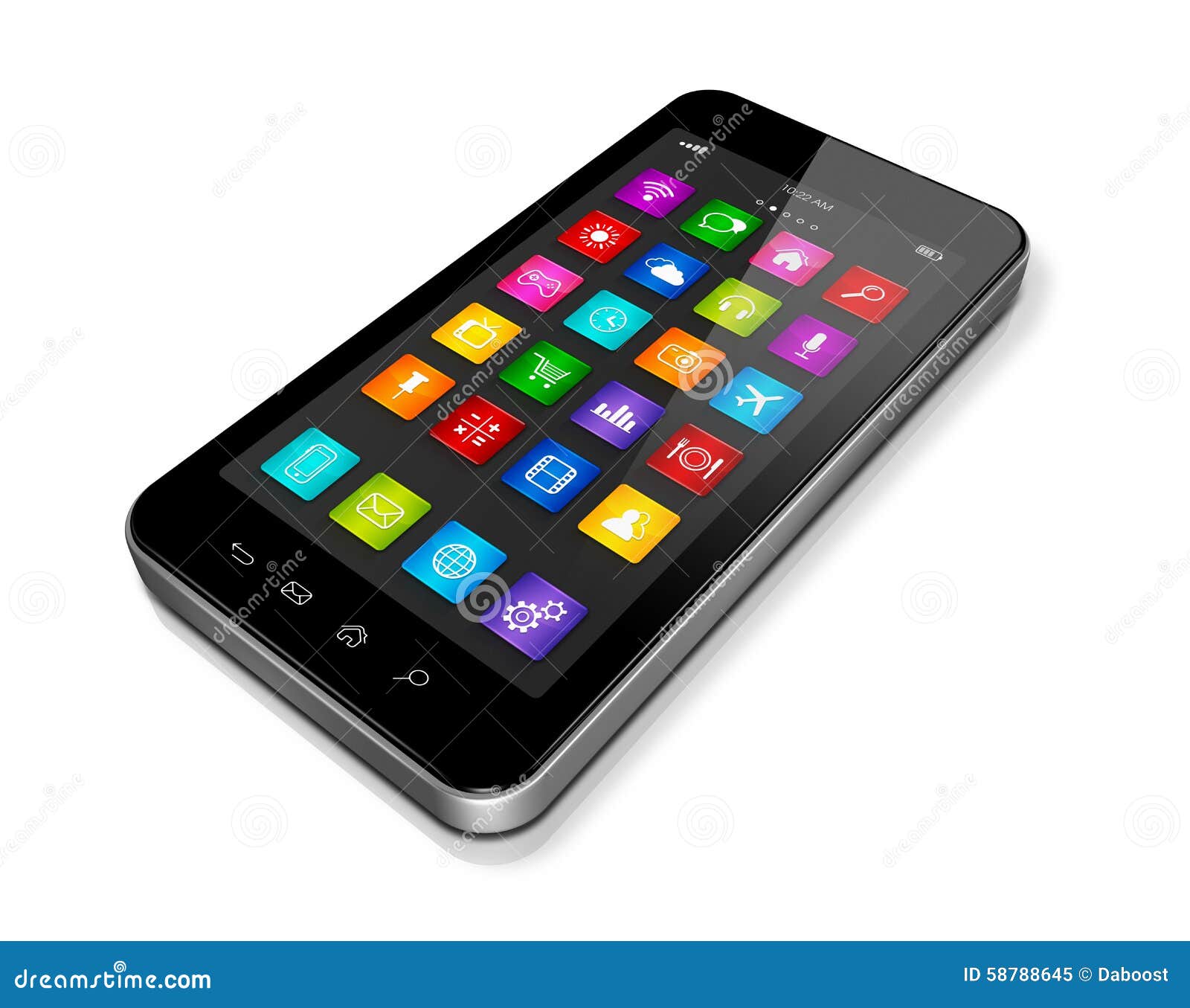 High Tech Smartphone with Apps Icons Interface Stock Illustration ...