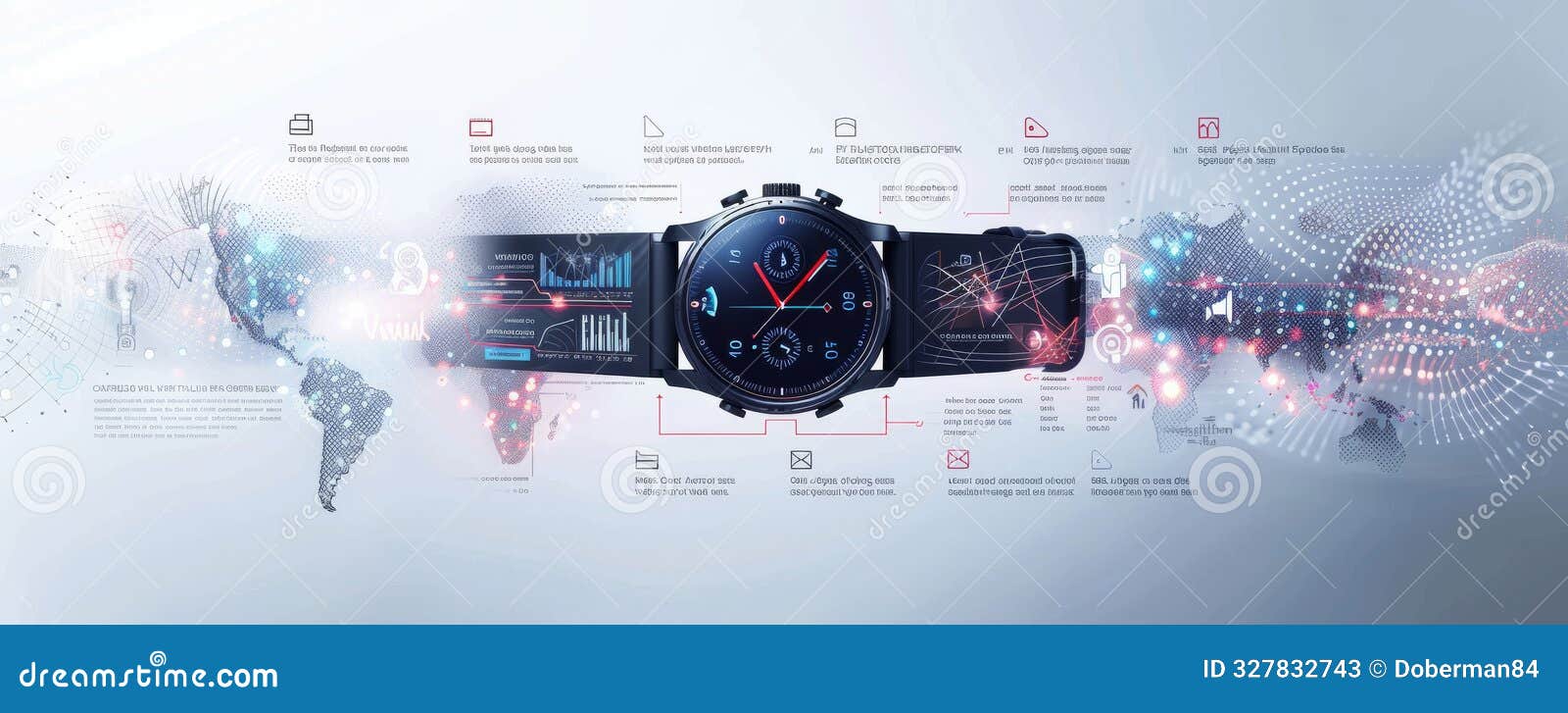 High-tech Smartwatch Advertisement Concept with Global Data Integration ...
