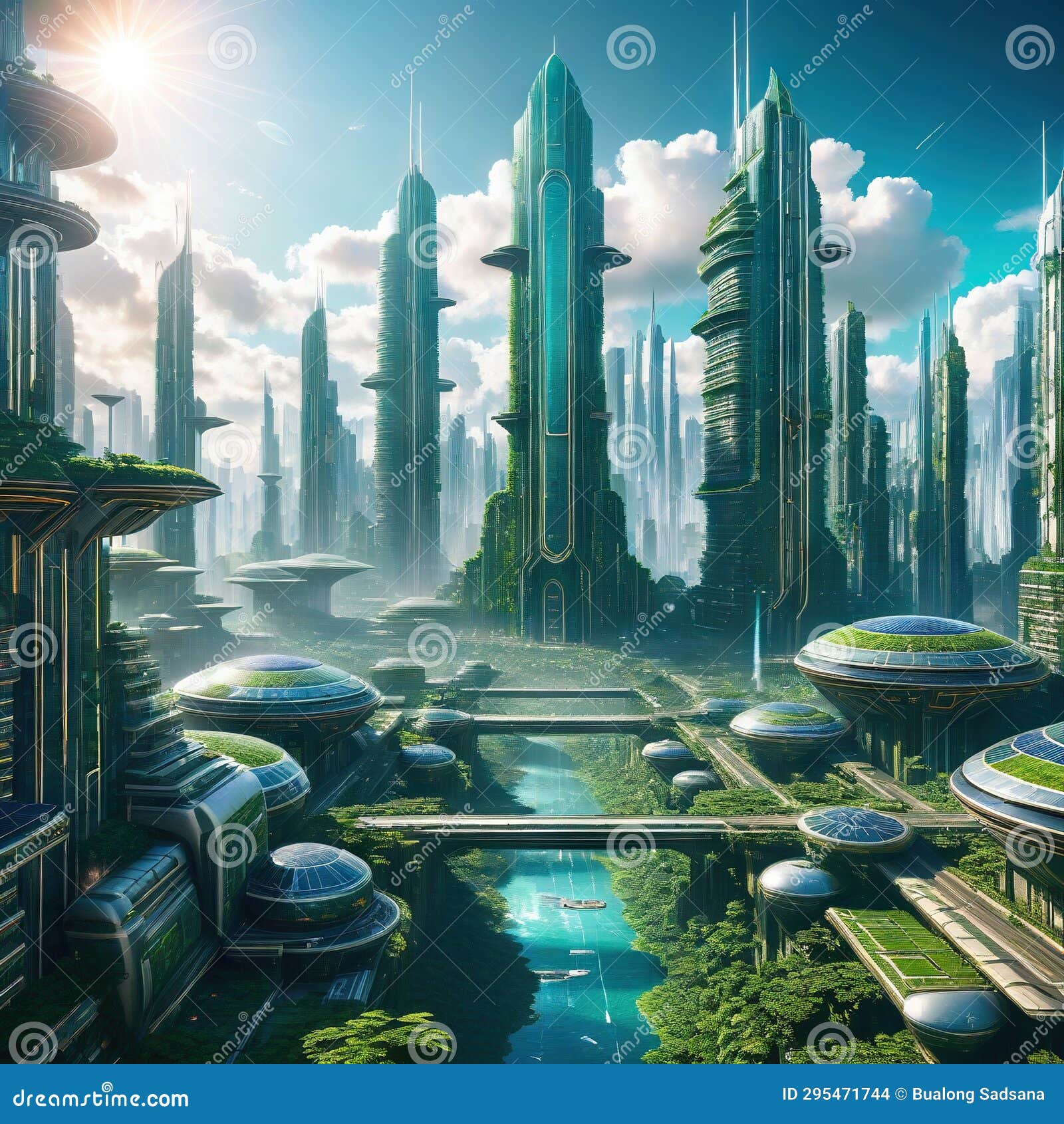 High Tech Solarpunk Utopicity Metropolis in the Amazon in the Future ...