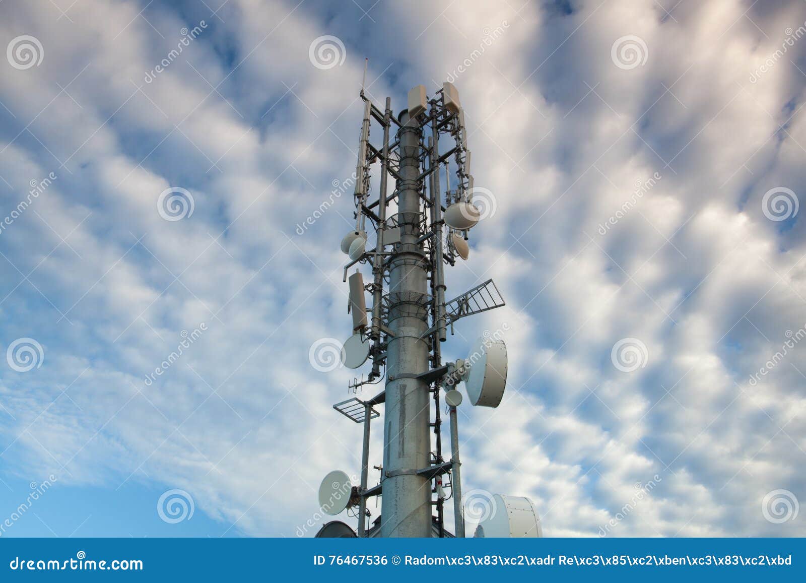 High-Tech Sophisticated Electronic Communications Tower at Sunse Stock ...
