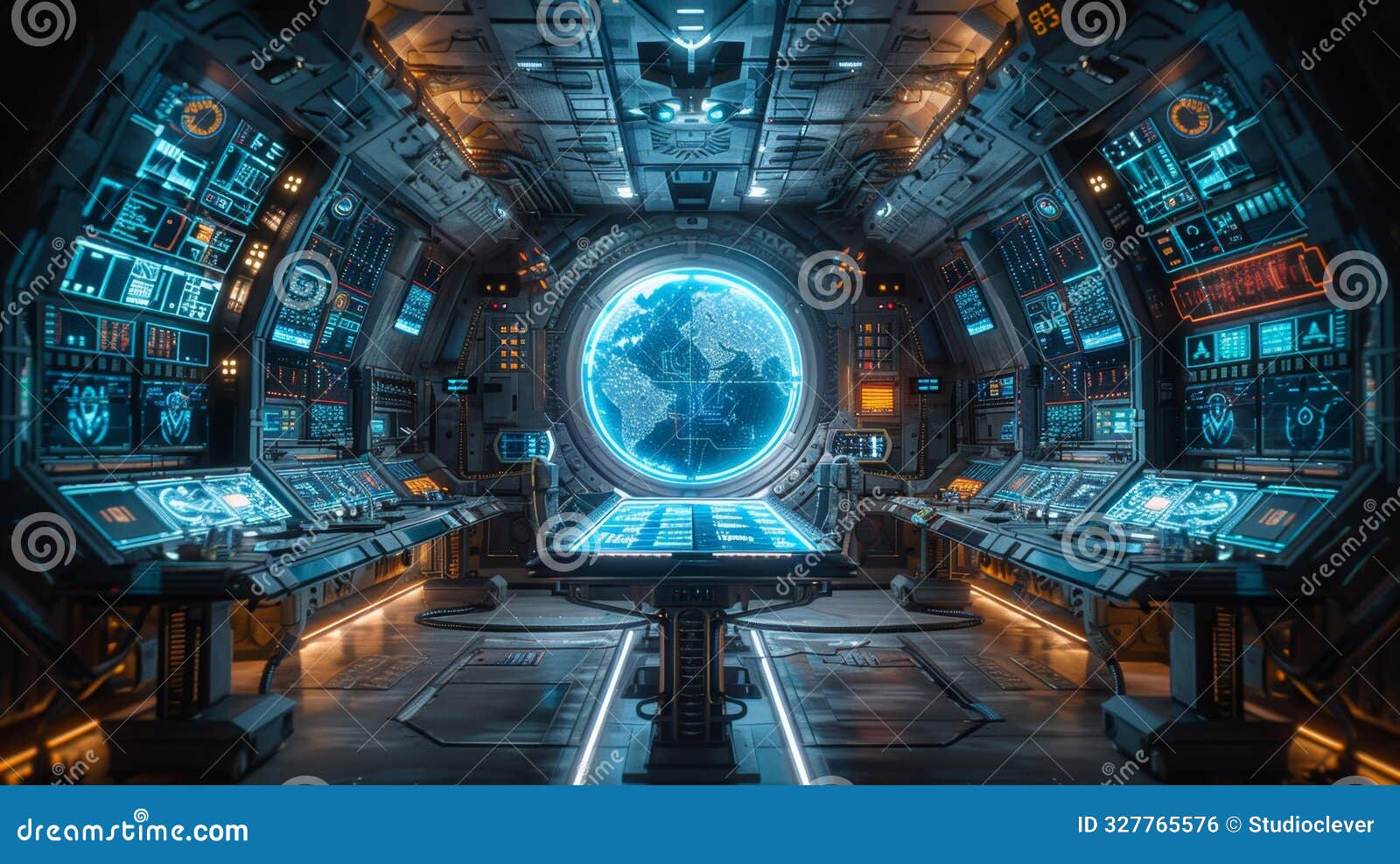 High-tech Space Control Room - Generative Ai Stock Illustration ...