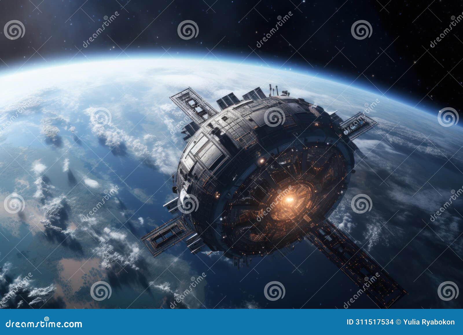 High-tech Space Station Earth Cosmic. Generate Ai Stock Photo - Image ...
