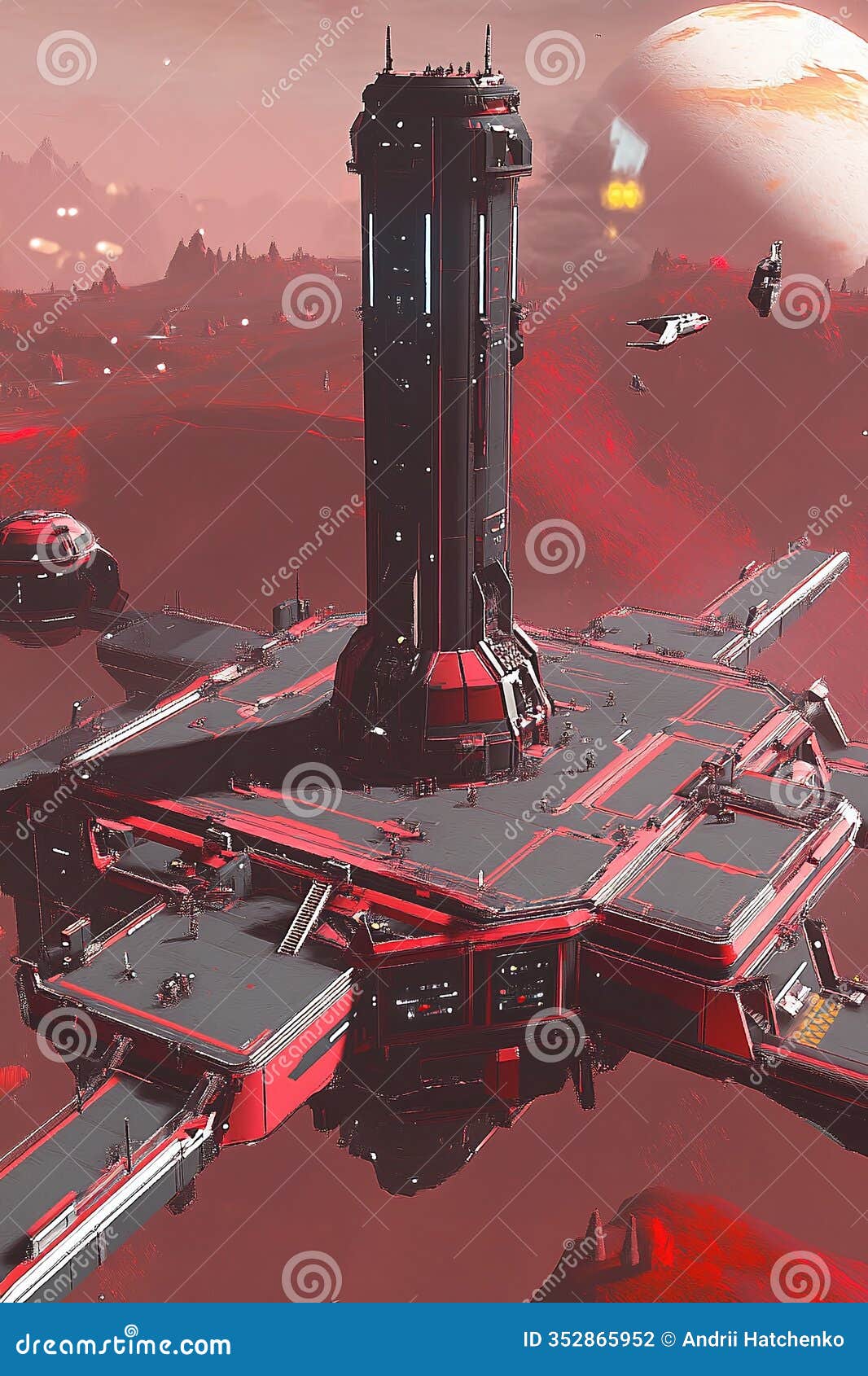 A High-tech Space Station Orbiting A Gas Giant With Multiple Docking ...