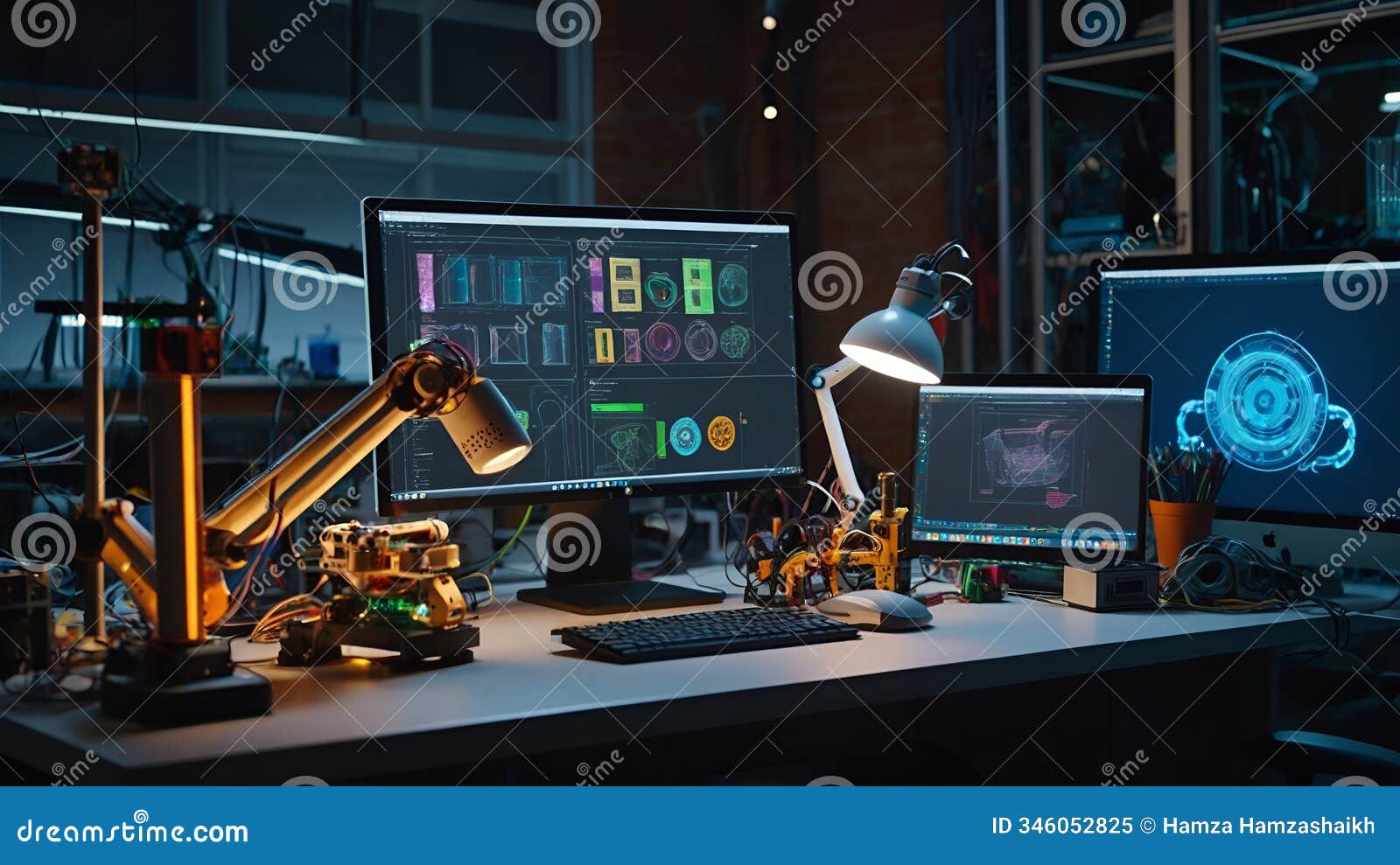 High-tech STEM Lab with Digital Screens and Coding Lessons Stock Image ...