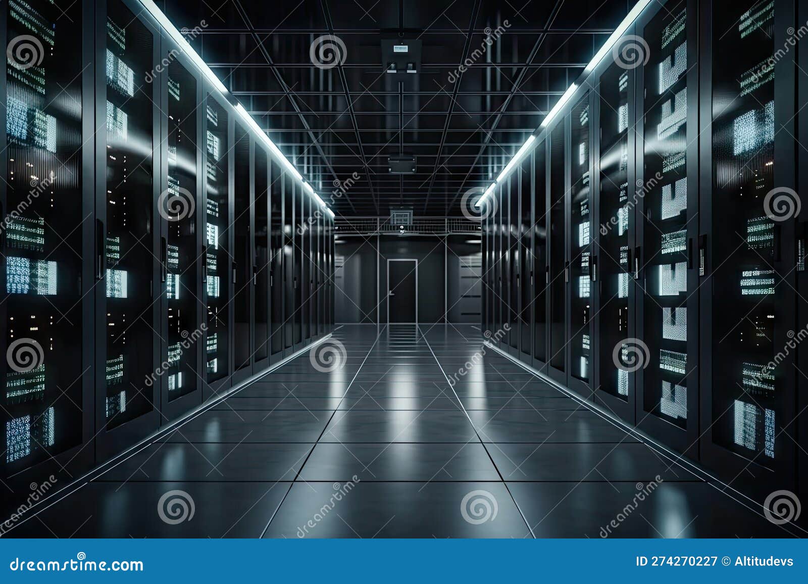 High-tech Storage Data Center, with Rows of Servers and Advanced ...
