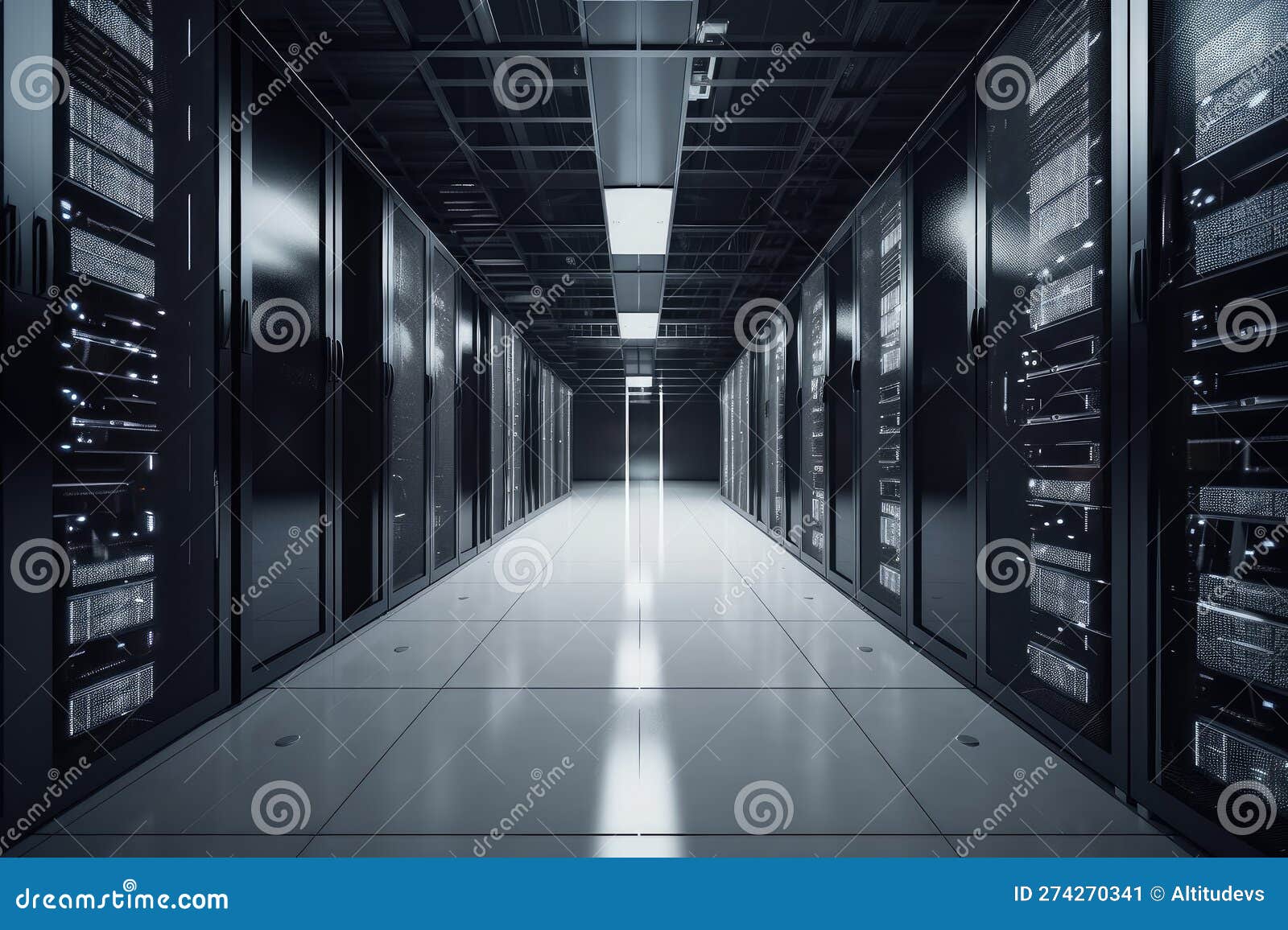 High-tech Storage Data Center, with Rows of Servers and Racks of ...