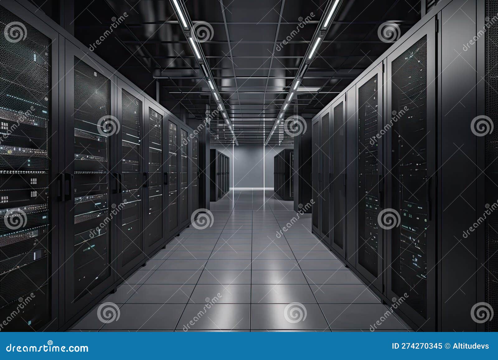 High-tech Storage Data Center, with Rows of Servers and Racks of ...