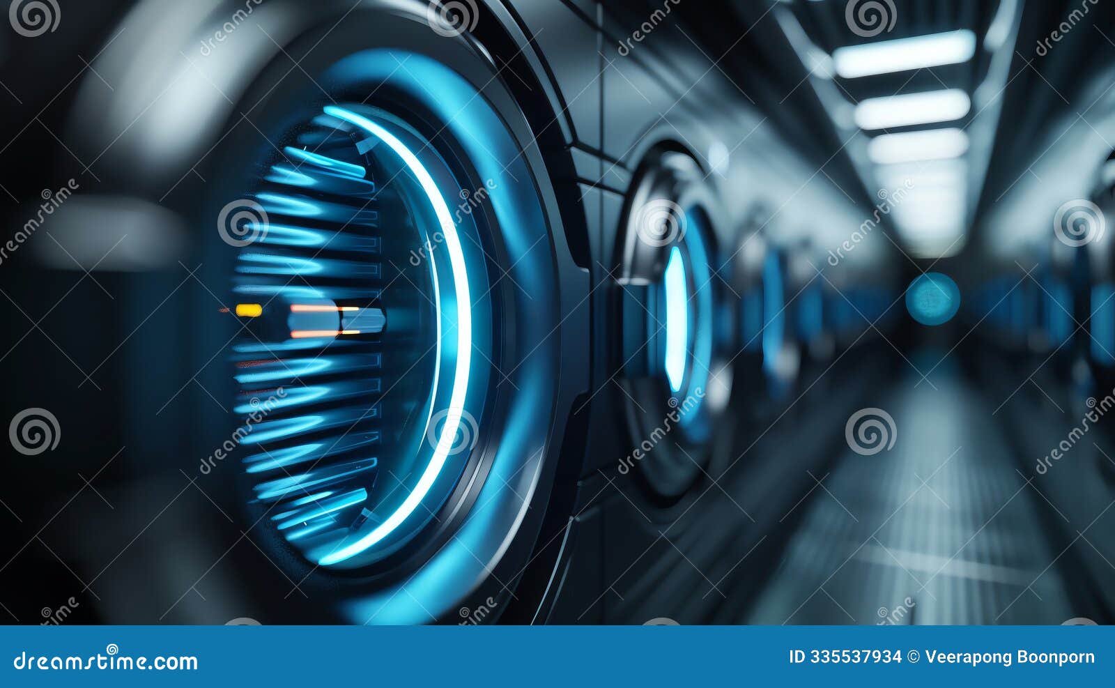 High-tech Storage Unit with Blue LEDs, Futuristic Innovation, 3D ...