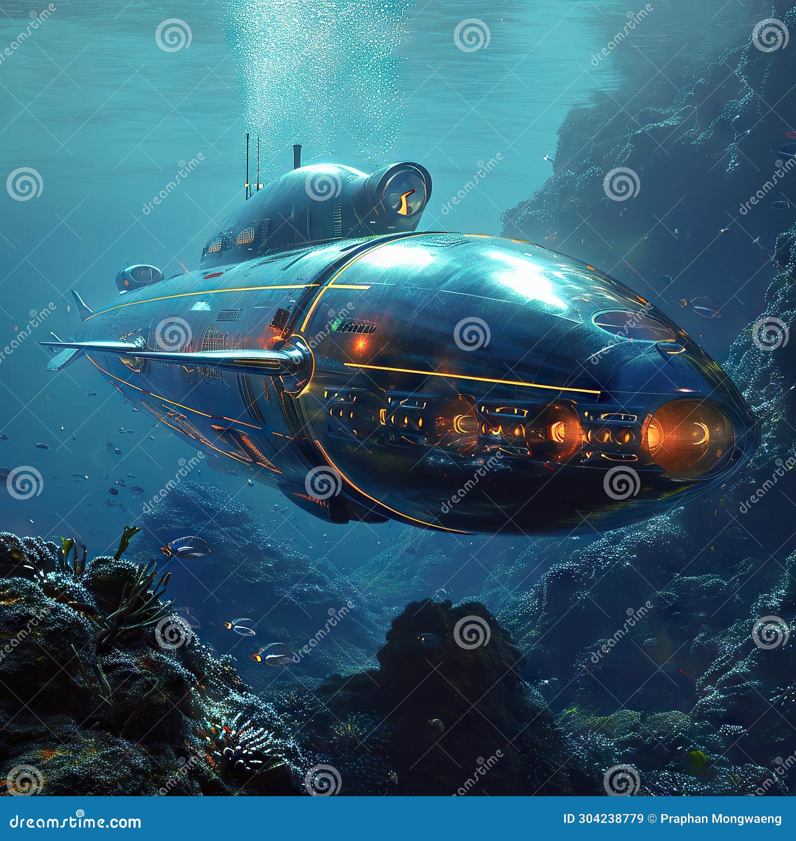 High-tech Submarine from the Future Stock Illustration - Illustration ...