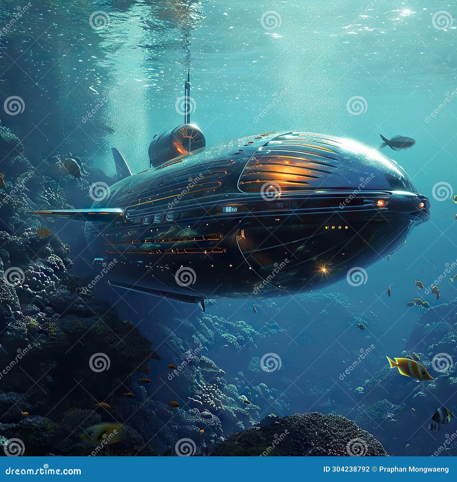 High-tech Submarine from the Future Stock Illustration - Illustration ...